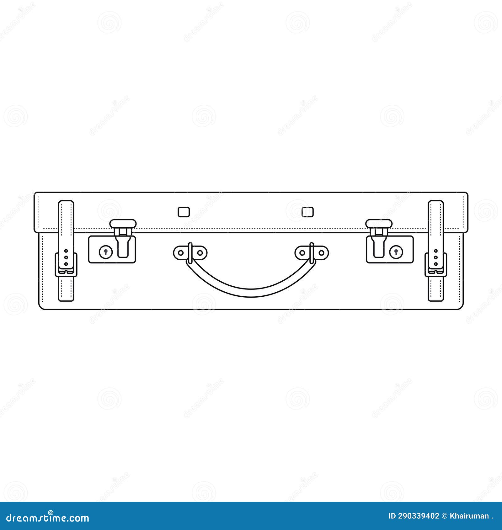 Suitcase Bag Outline Flat Icon On White Cartoon Vector | CartoonDealer ...