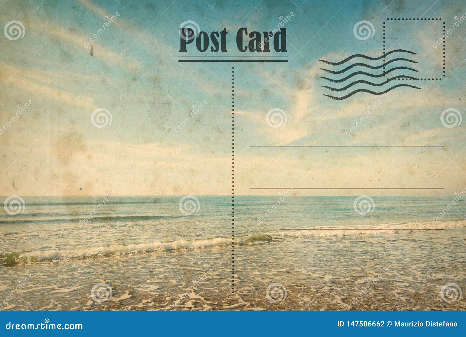 Vintage Summer Postcard. Ocean and Sunny Beach Stock Photo - Image of ...