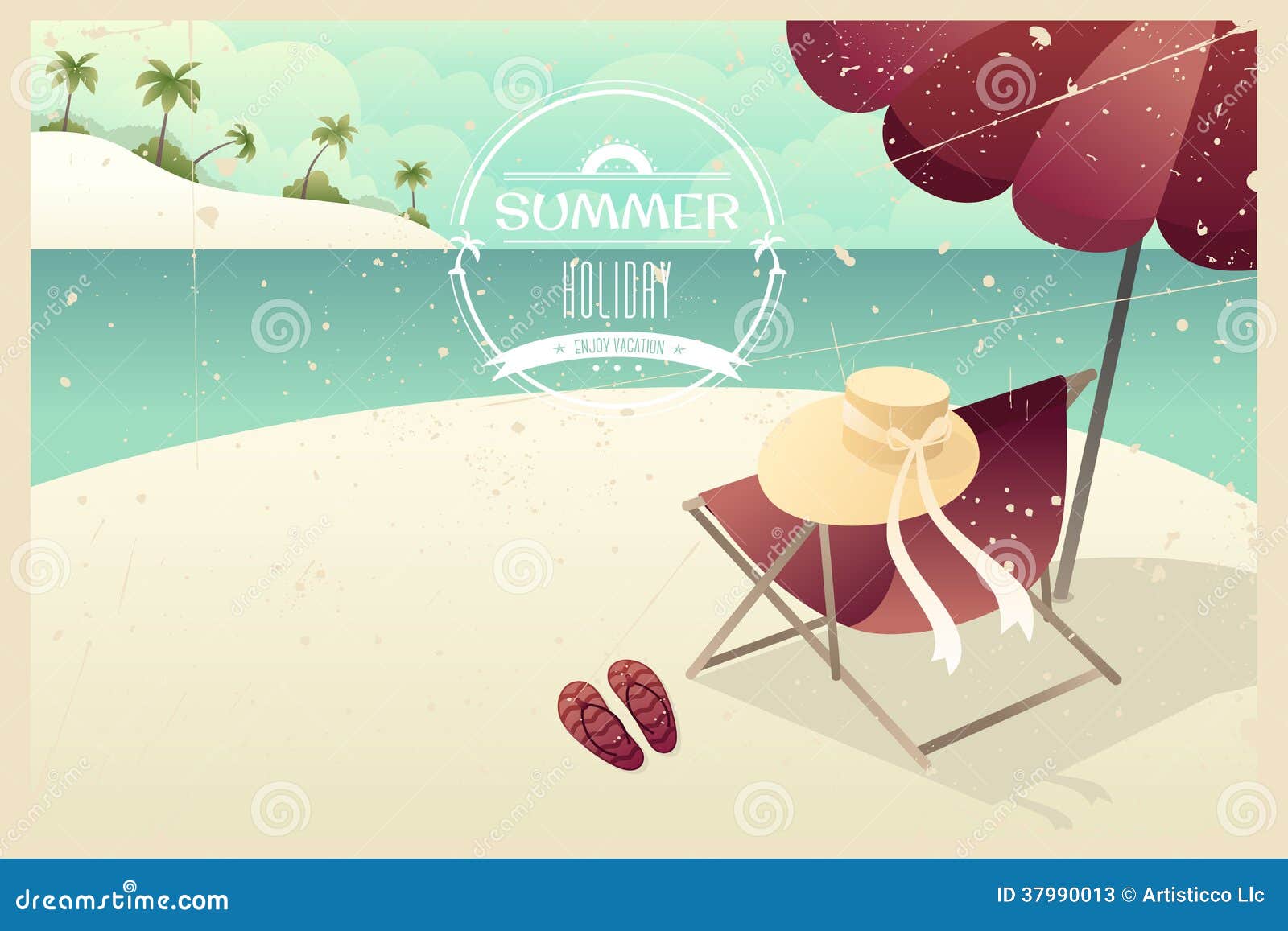 Vintage summer poster stock vector. Illustration of tropical - 37990013