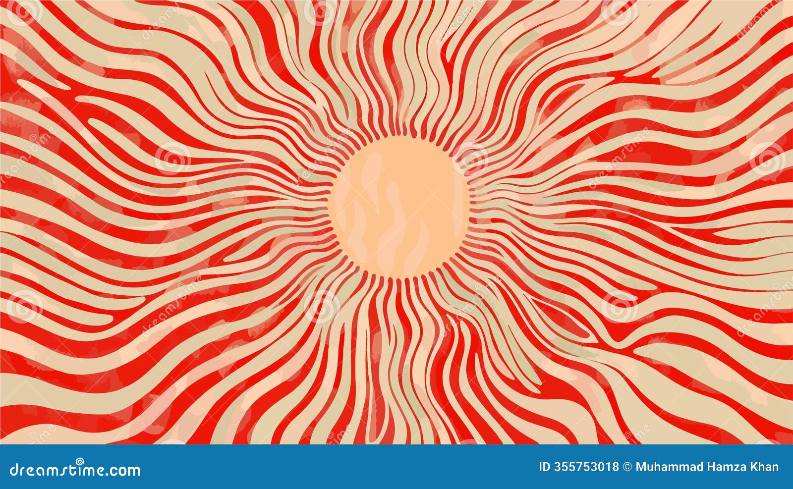 Vintage Sun Background with Psychedelic Wavy Pattern Stock Vector ...