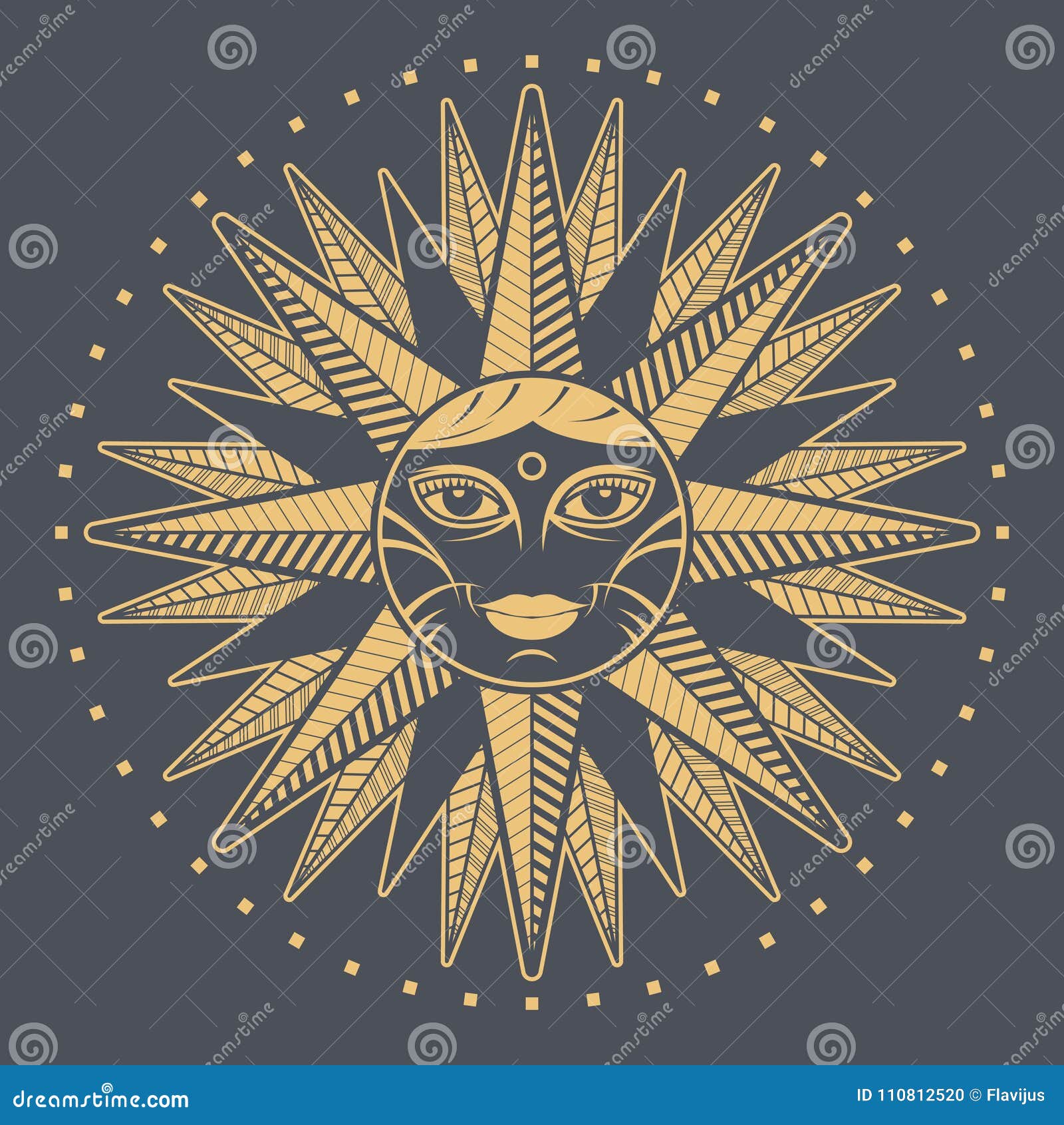 Vintage Sun Face Compass Rose Stock Vector - Illustration of print ...