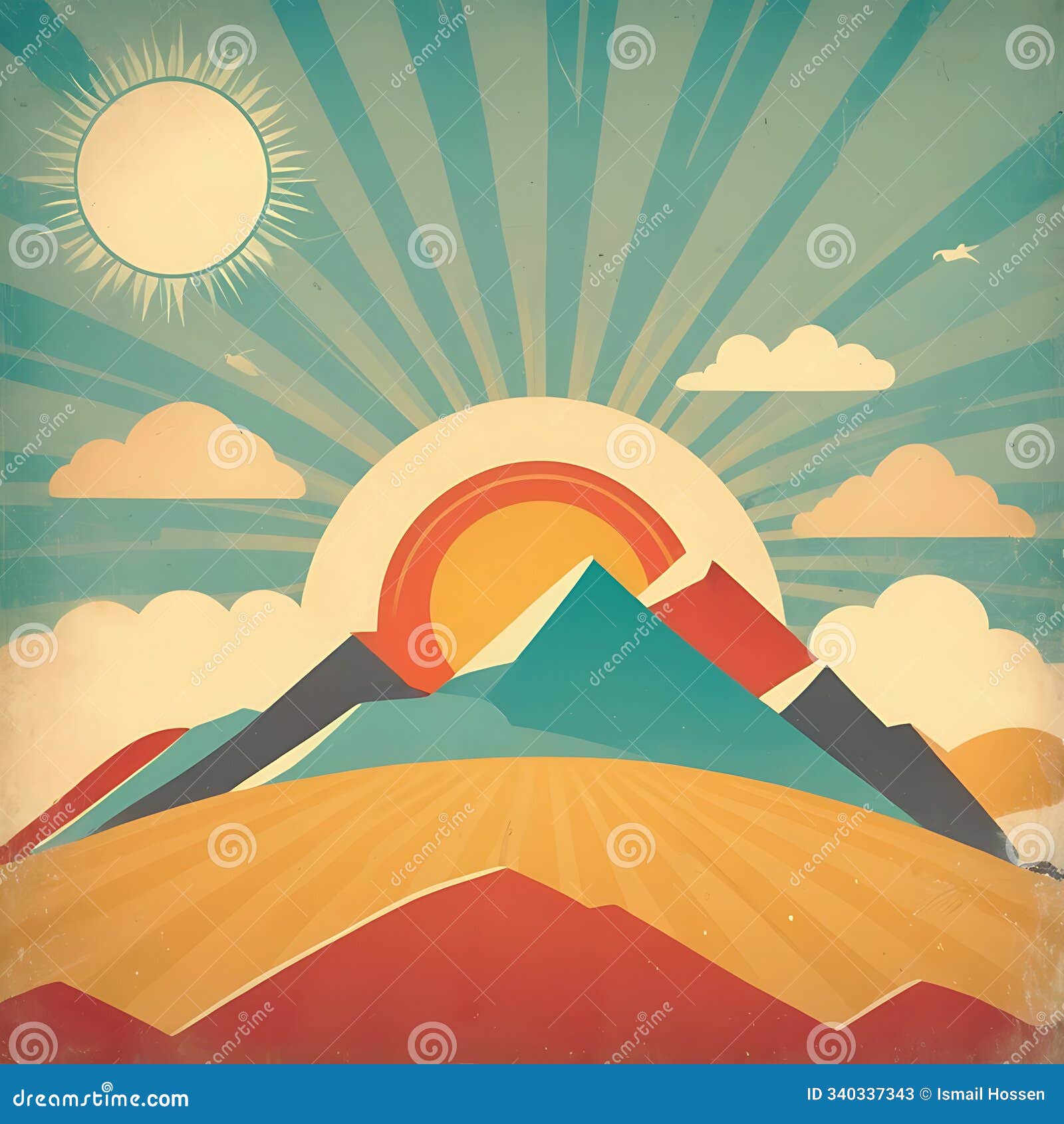 Best Vintage Sun Retro Background Stock Illustration - Illustration of ...