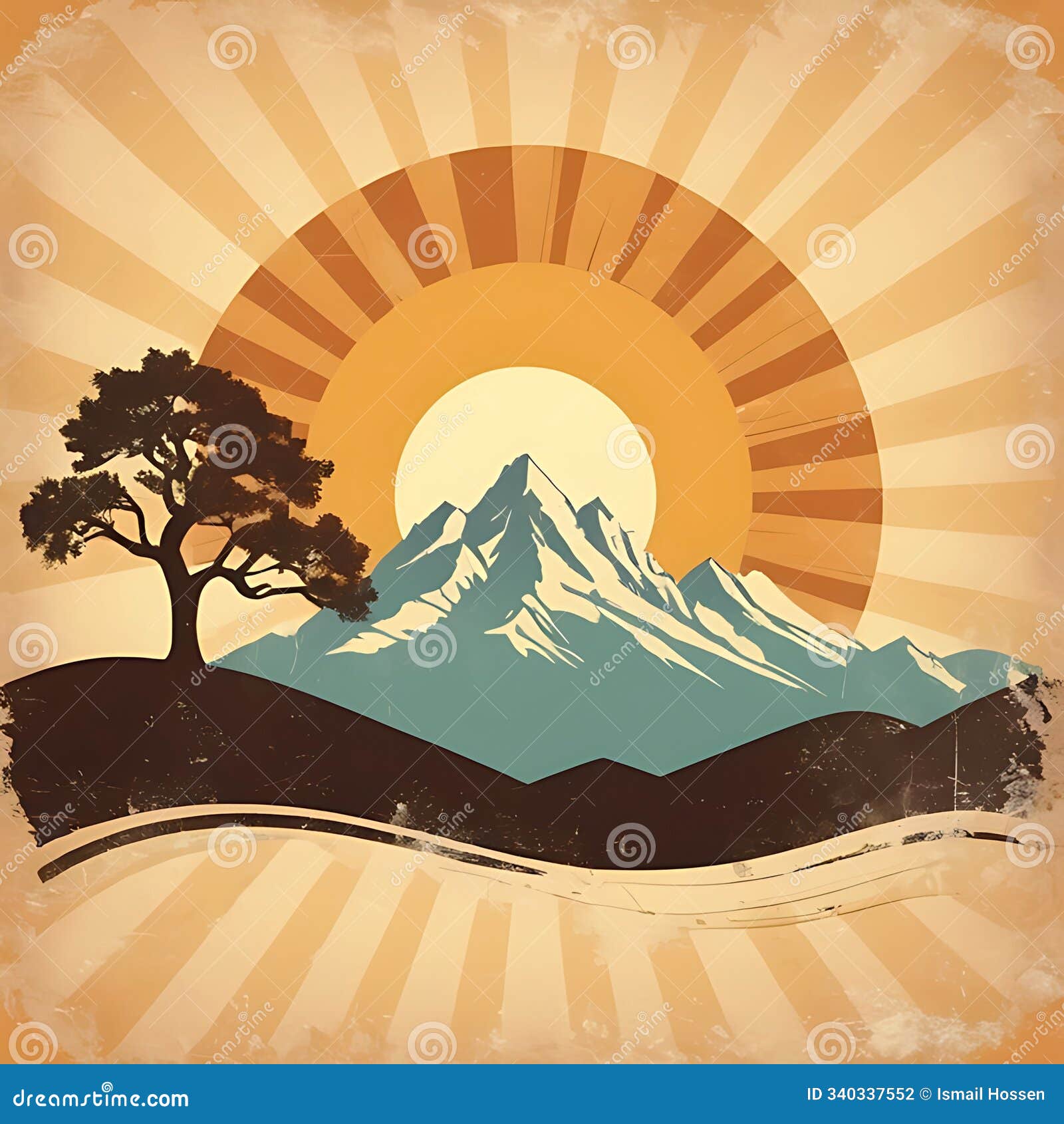 Best Vintage Sun Retro Background Stock Illustration - Illustration of ...