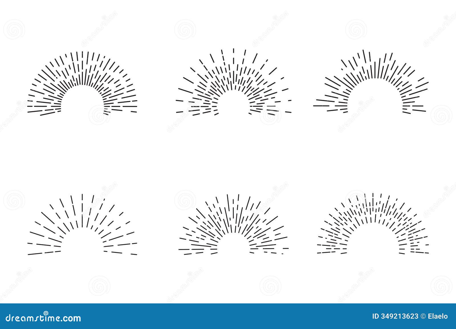 Vintage Sunburst. Vector Sunburst Line Icons Set Stock Vector ...