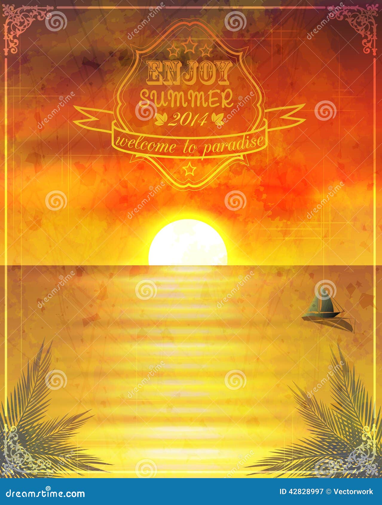 Vintage Sunset Sky Background With Paper Texture Stock Photo ...