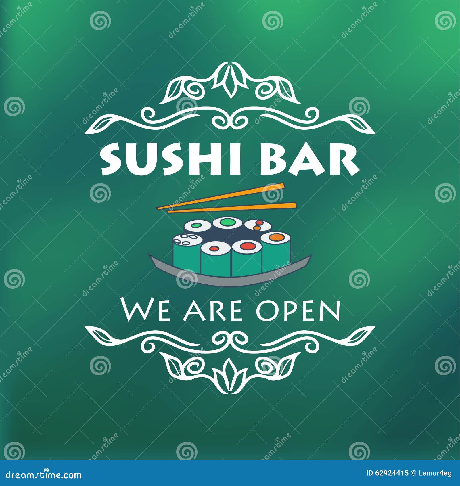 Vintage sushi bar signage stock vector. Illustration of ornamental ...