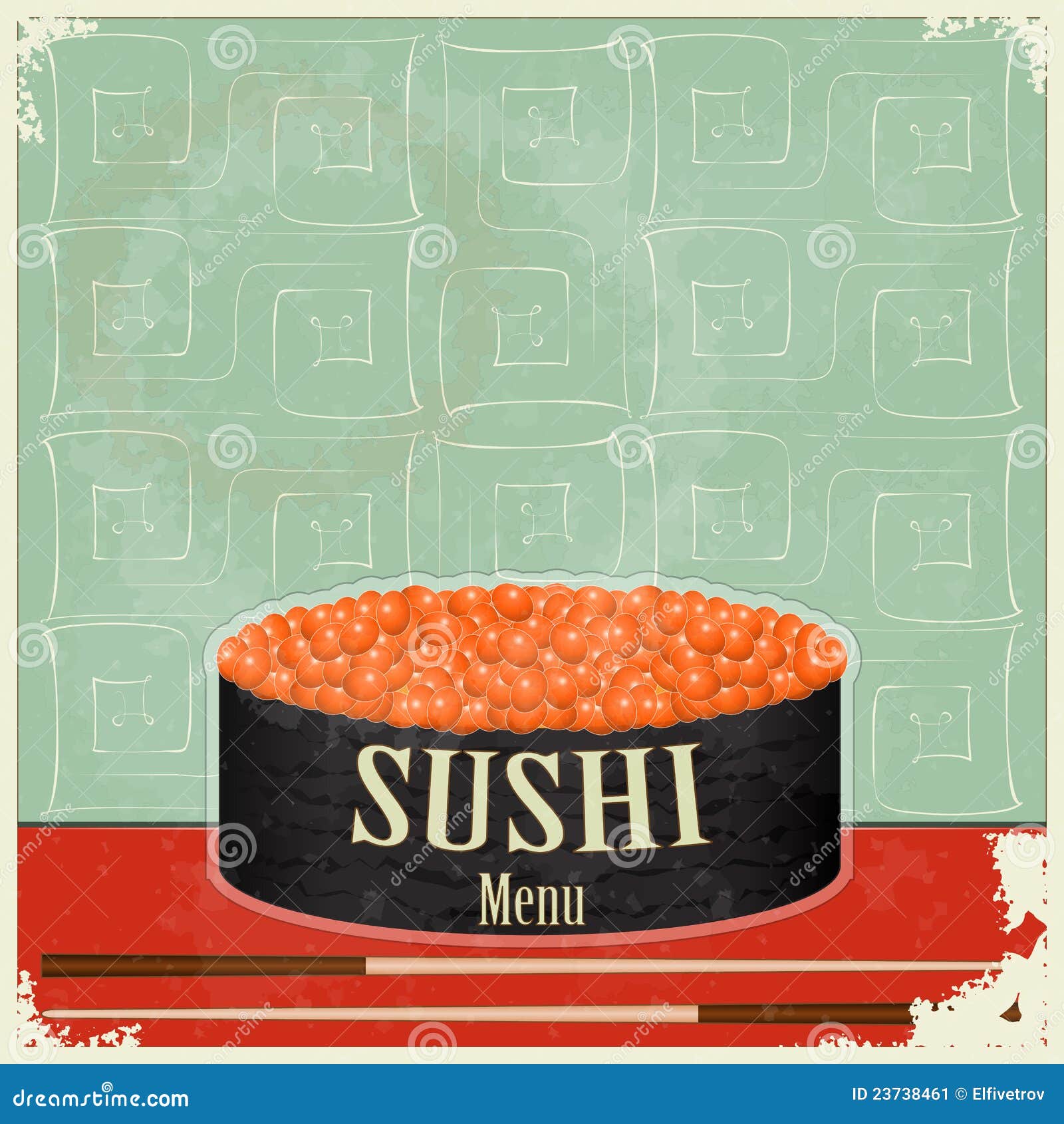 Vintage Sushi Bar Poster - Chalkboard. Vector | CartoonDealer.com #55952875