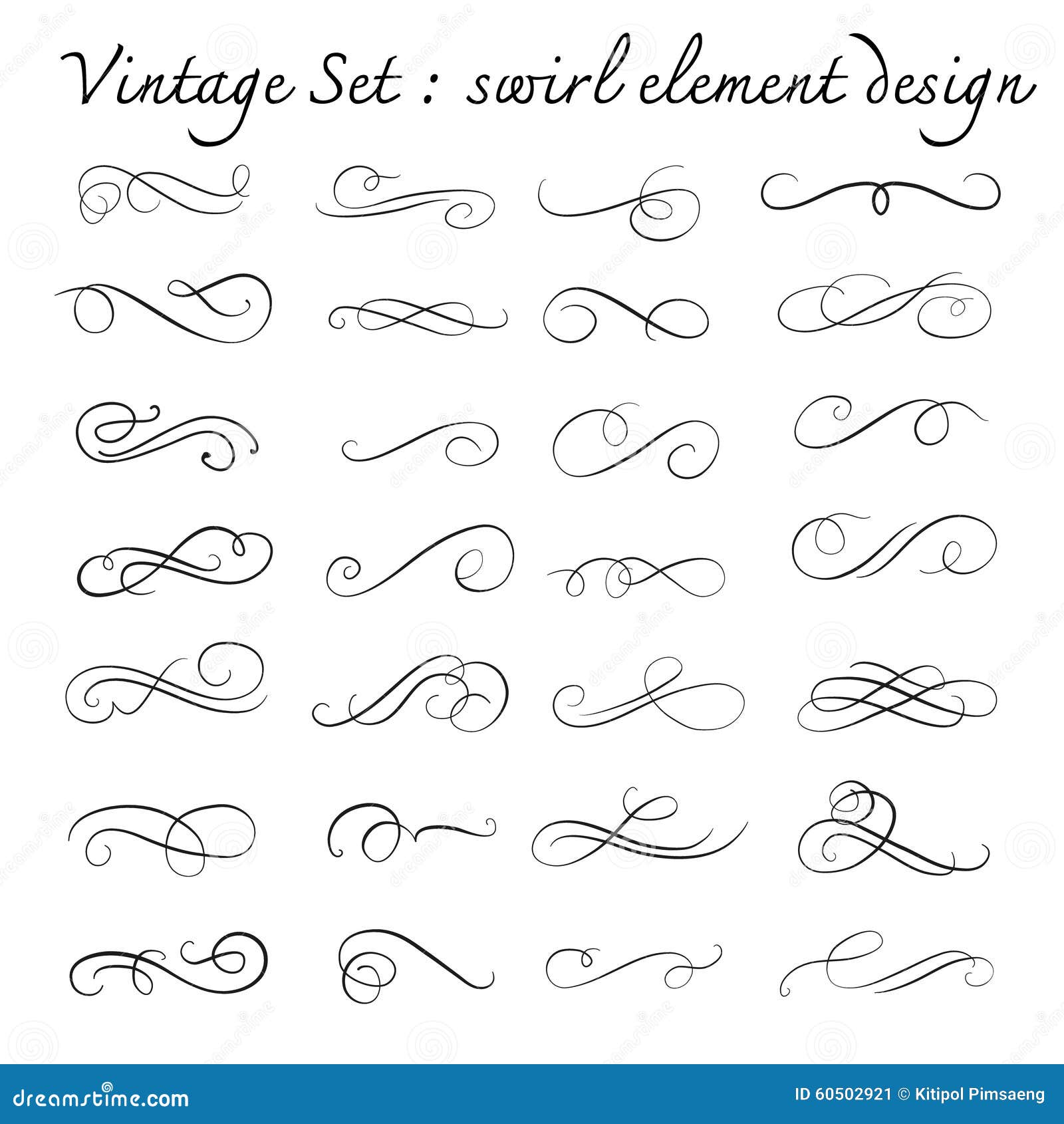 Vintage Swirl Design Element Set,page Decoration,vector Illustra Stock ...