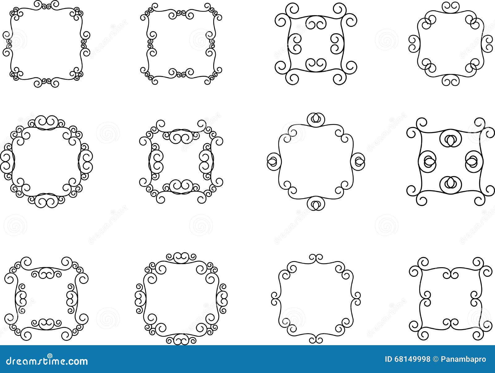 Vintage swirl frame stock illustration. Illustration of pattern - 68149998