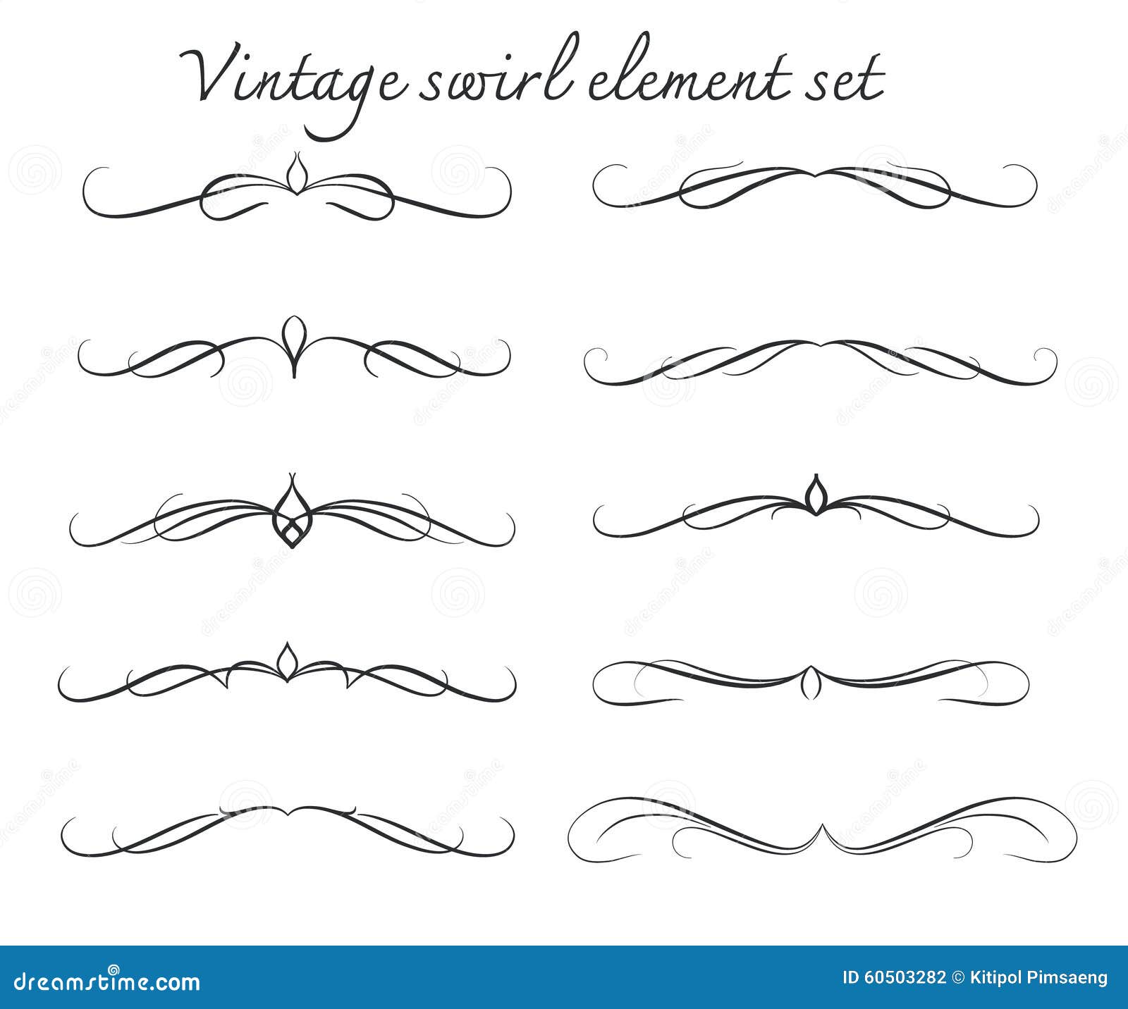 Vintage Swirl Set,vector Illustration Stock Vector - Illustration of ...
