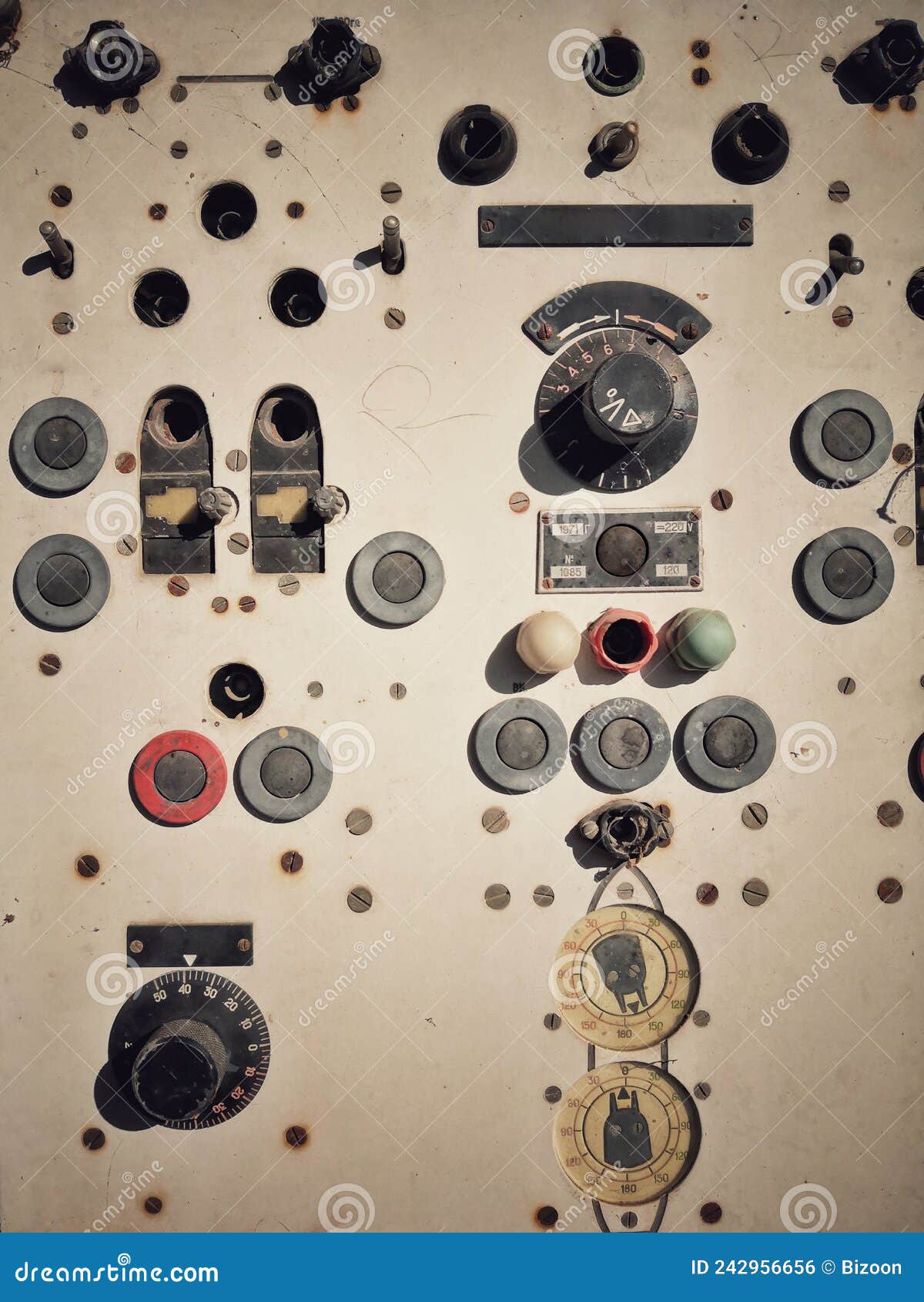 Vintage Switch Control Panel with Many Buttons Stock Photo - Image of ...