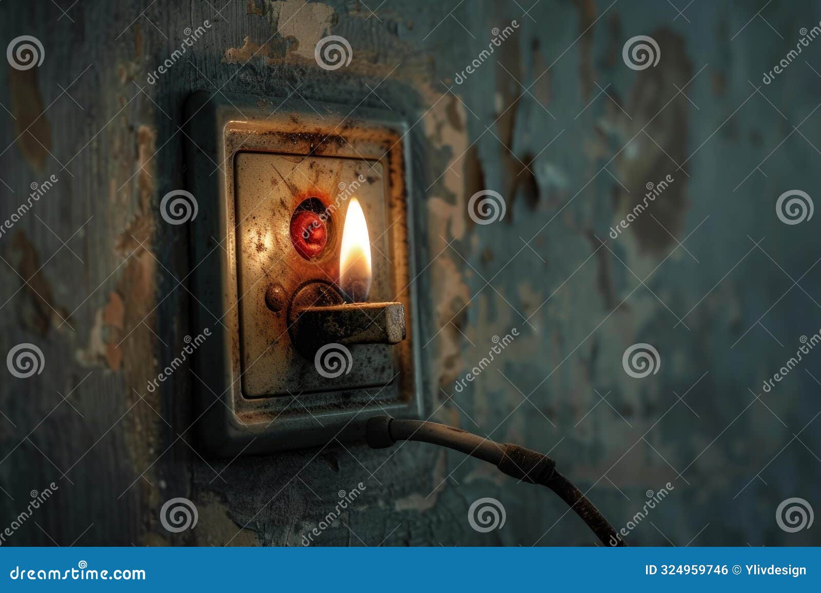 Vintage Switch with Glowing Indicator on Weathered Wall Stock Photo ...
