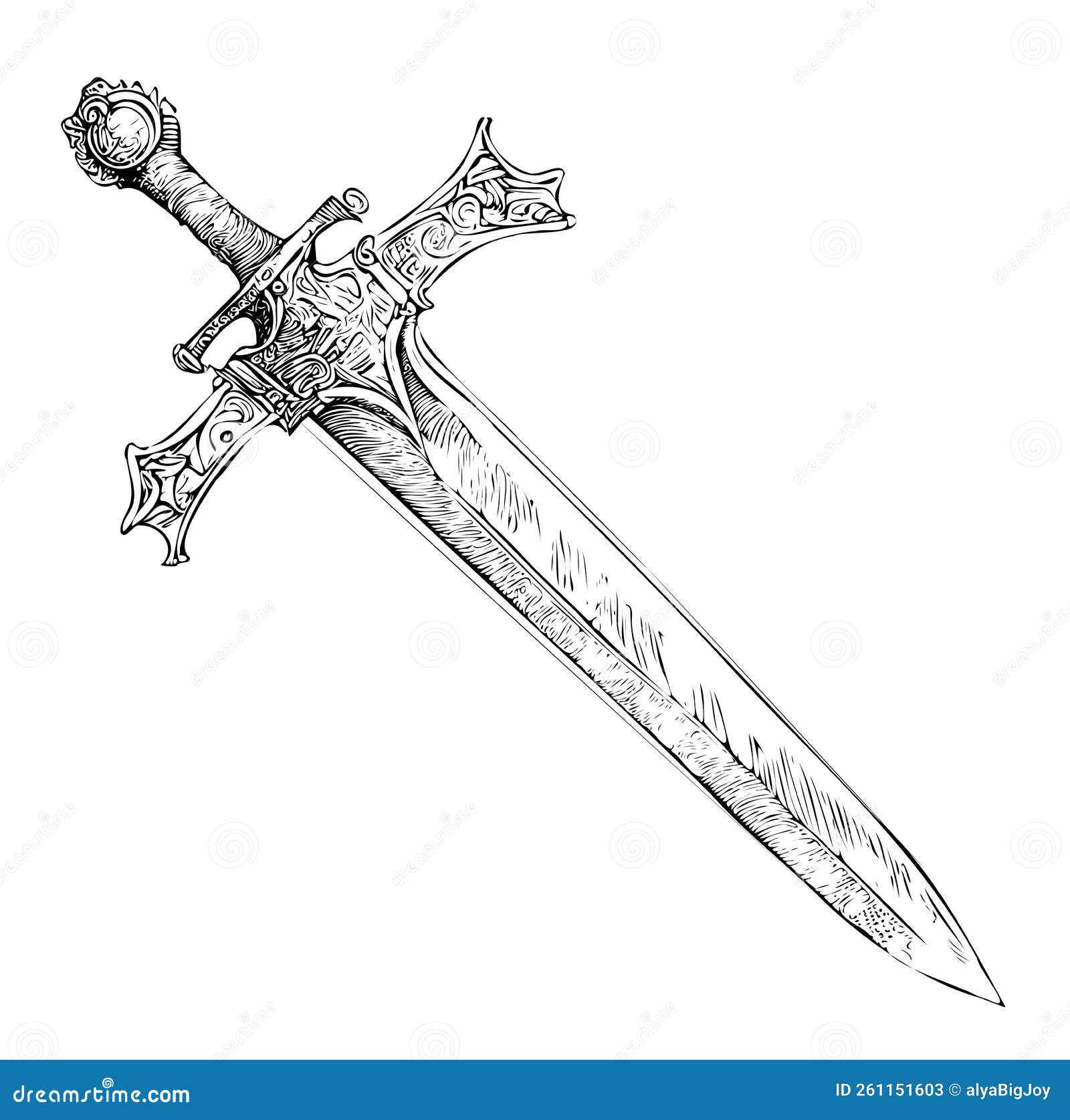 Vintage Sword Hand Drawn Sketch Vector Illustration Antique