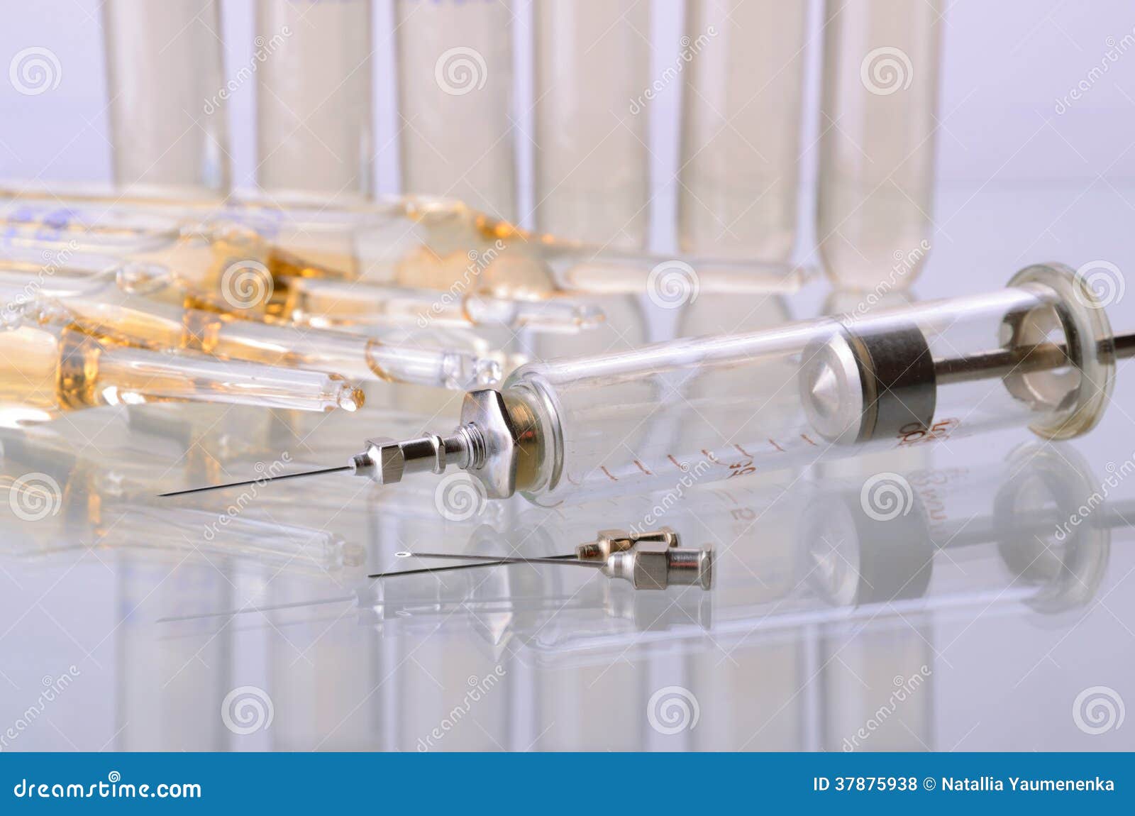 Vintage Syringe and Glass Vials Stock Photo - Image of antibiotic ...