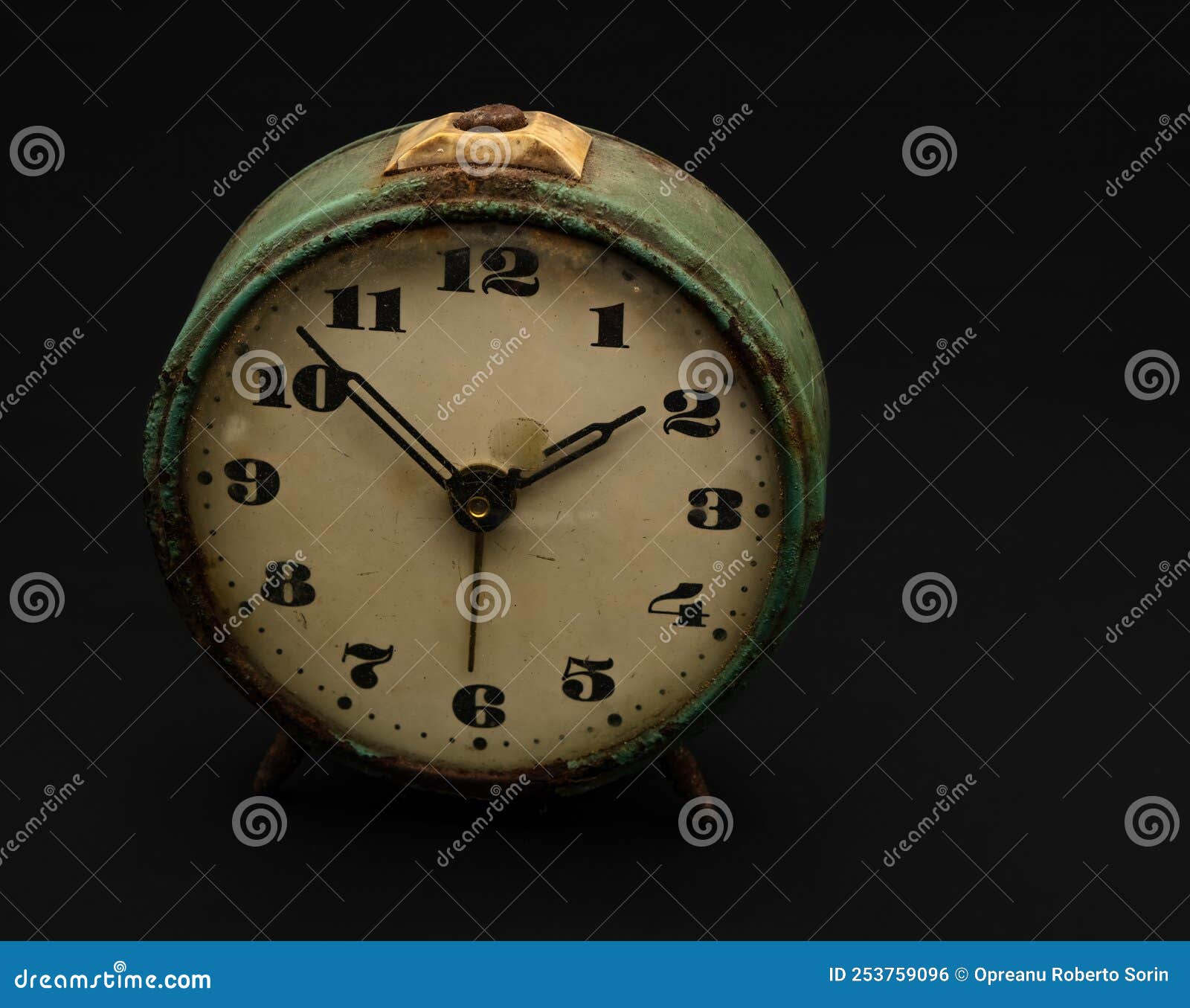 Vintage Table Clock on Dark Background Stock Photo - Image of filter ...