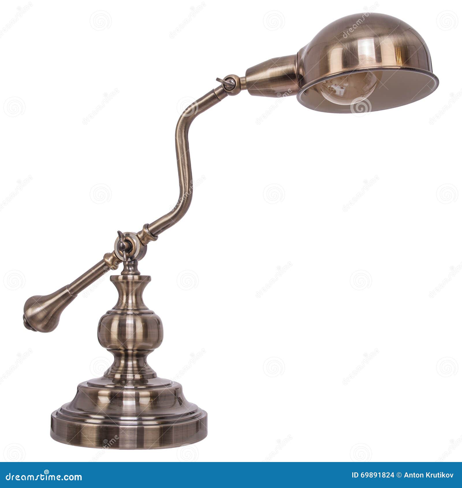 Vintage Table Lamp Isolated on White Background Stock Photo - Image of ...