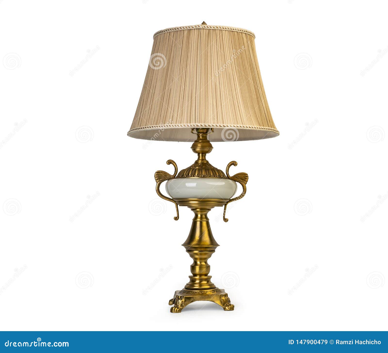 Vintage Table Lamp Isolated on White Background Stock Image - Image of ...