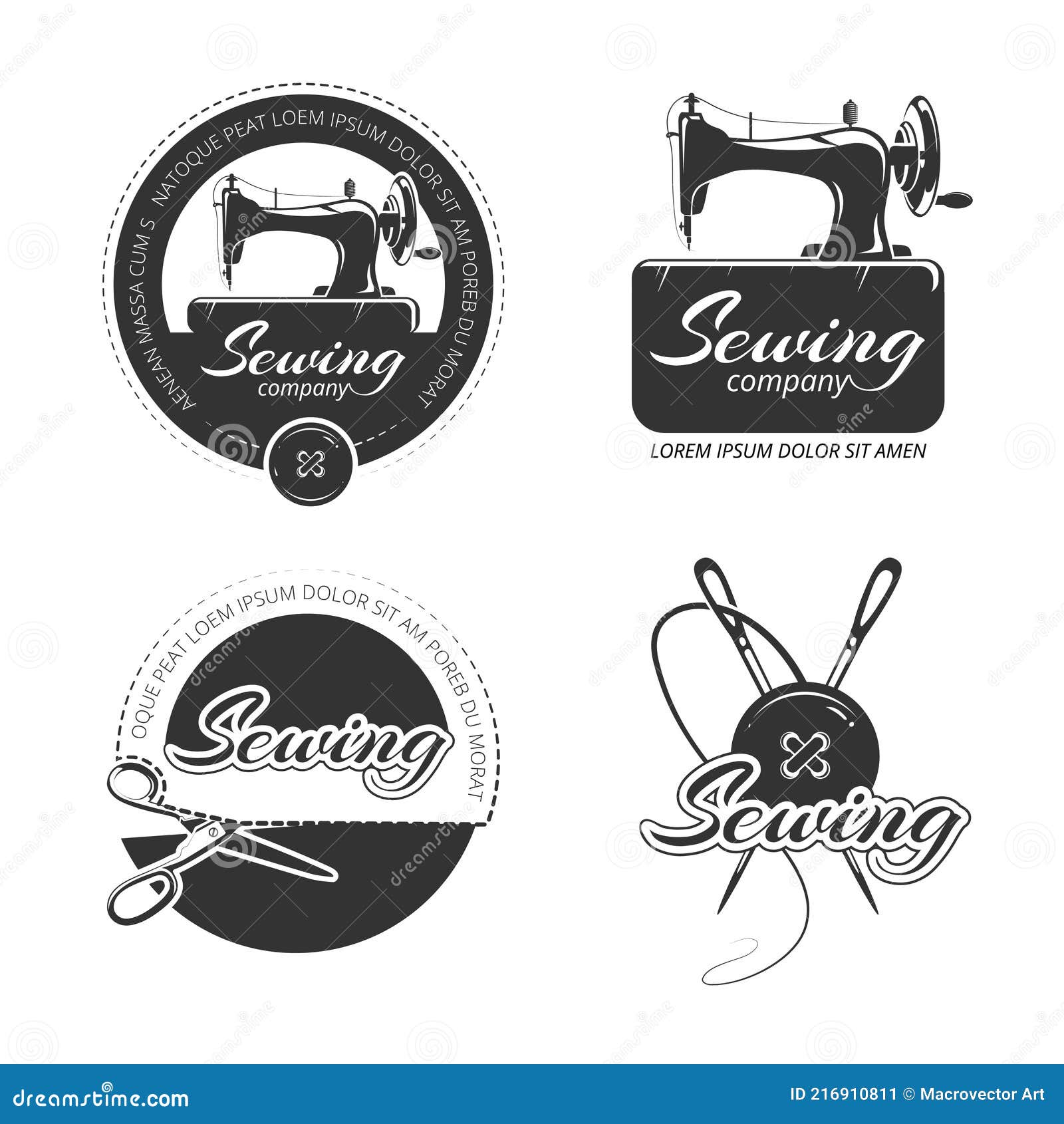 Vintage Tailor Vector Labels, Emblems and Logo Set Stock Vector - Illustration of logo, round ...