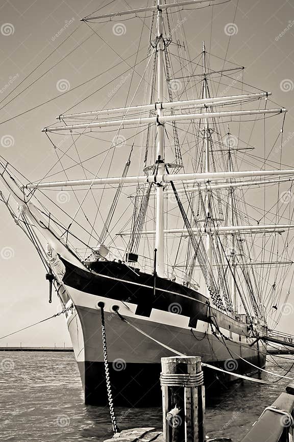 A Vintage Tall Ship is Docked in Harbor Stock Photo - Image of docked ...