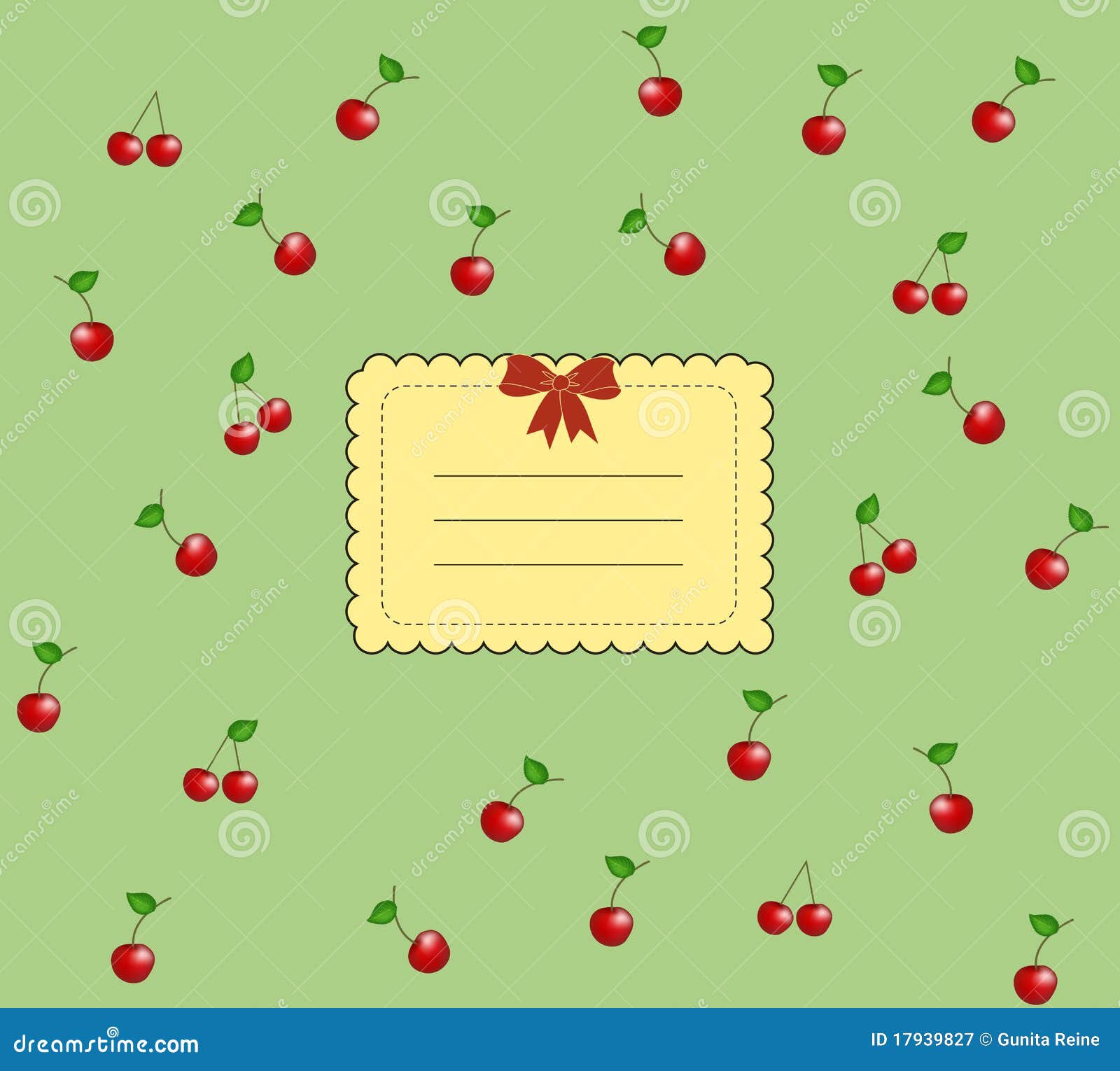 Vintage tasty cherry card stock vector. Illustration of graphic - 17939827