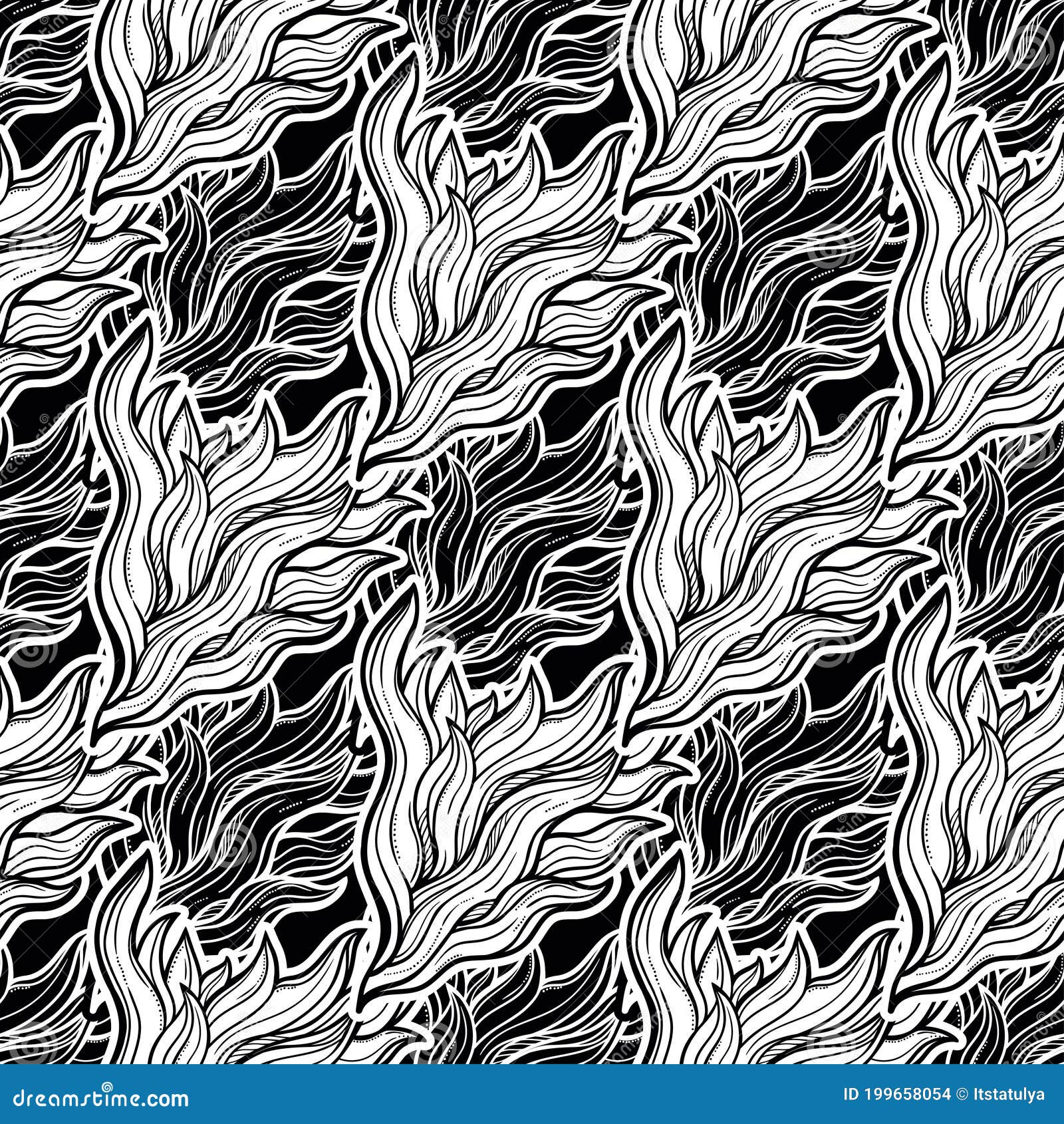 Vintage Tattoos Seamless Pattern with Beautiful Flame Vector ...