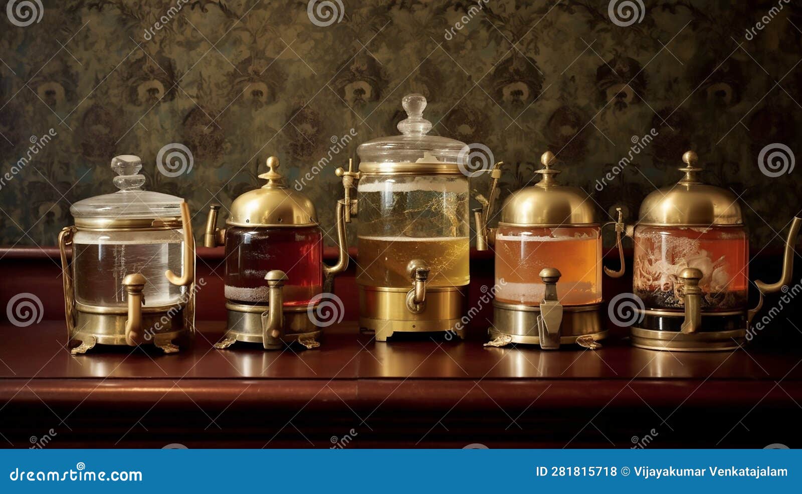 Vintage Tea Makers stock illustration. Illustration of bottle - 281815718