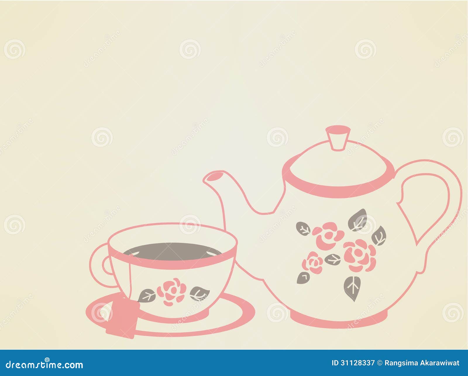 Vintage Tea Pot Set stock illustration. Illustration of party - 31128337