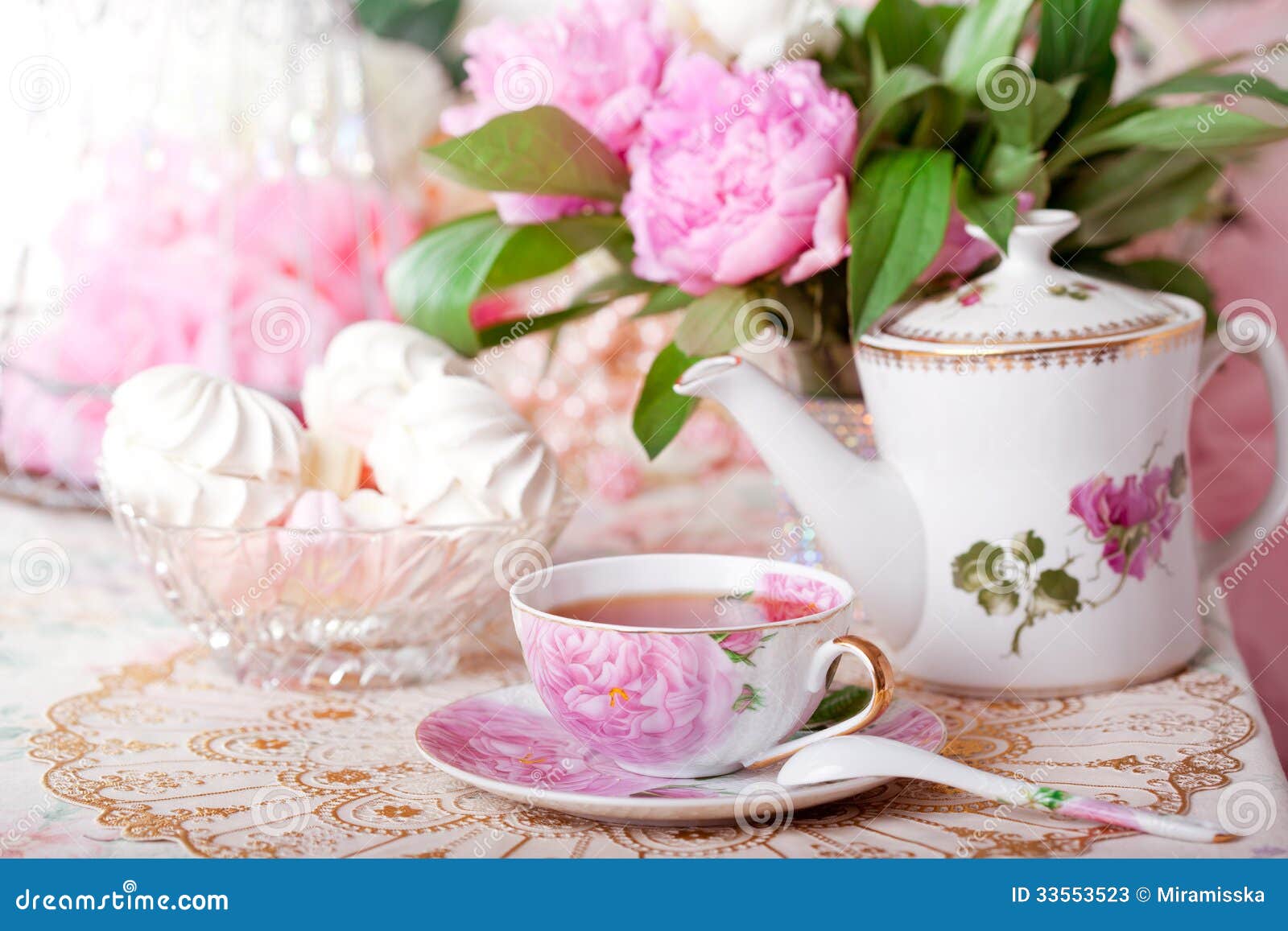 Vintage tea stock image. Image of fashioned, flower, drink - 33553523