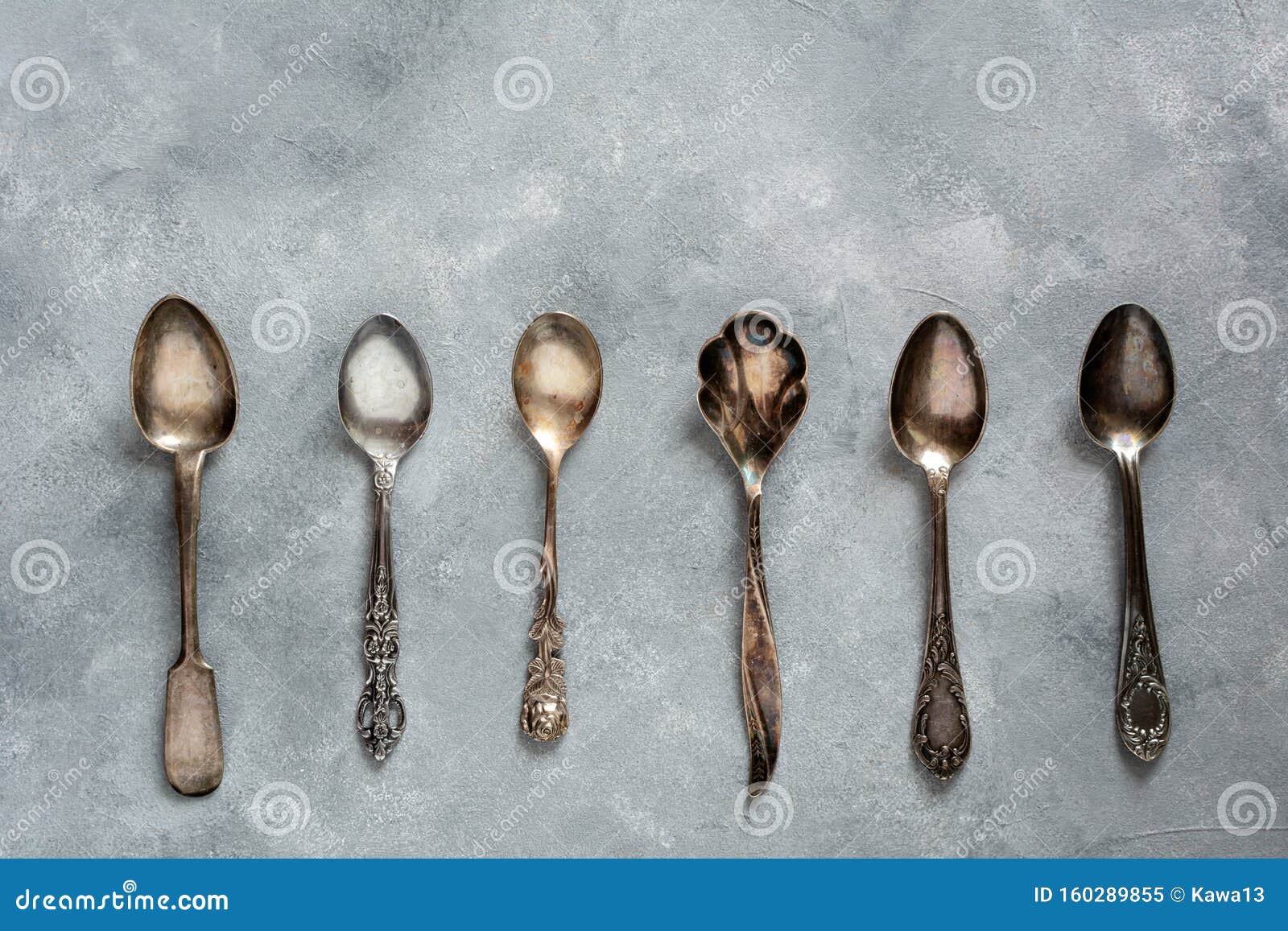 Vintage tea spoons stock image. Image of silver, metal - 160289855