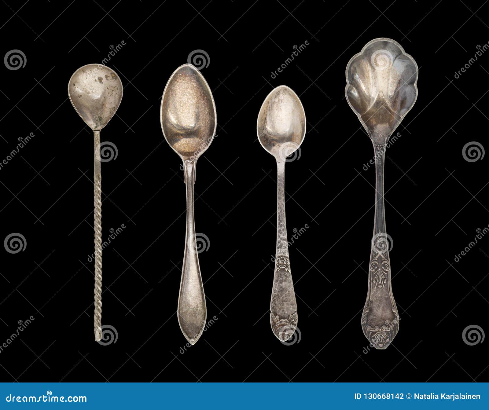 Vintage Tea Spoons Isolated on a White Background. Rustic Style Stock ...