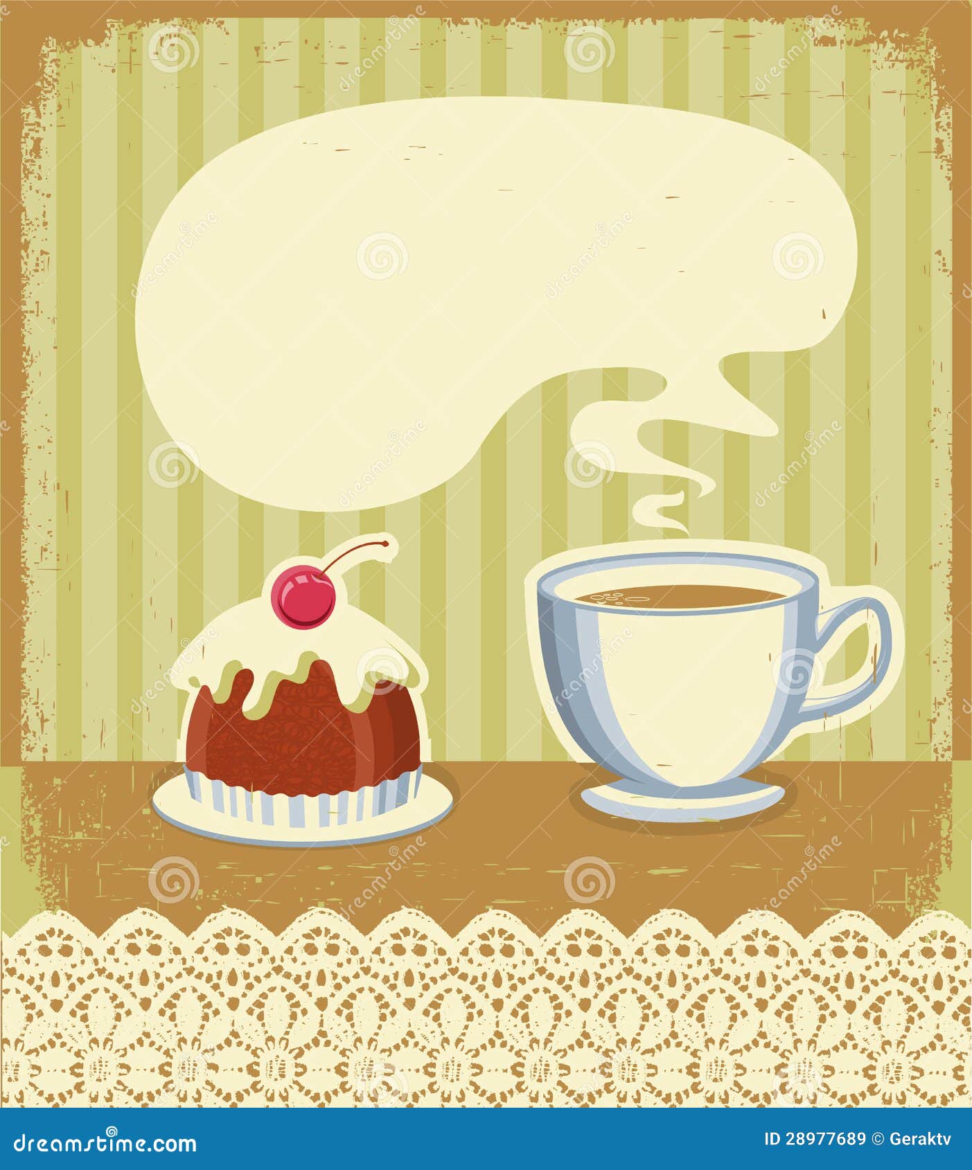 Vintage Tea Time Background with Sweet Desert Stock Vector ...