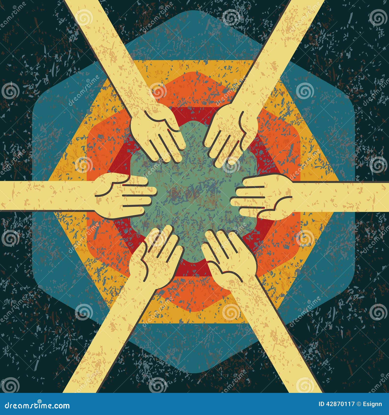 Vintage Teamwork Concept in Retro Style Stock Vector - Illustration of ...