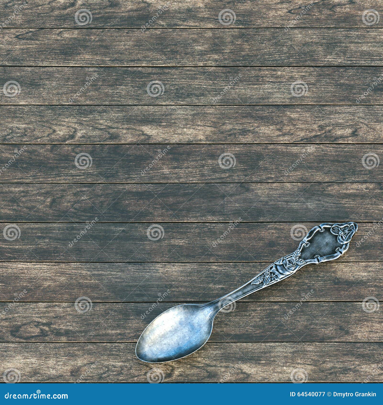 Vintage Teaspoon on a Wooden Table Stock Illustration - Illustration of ...