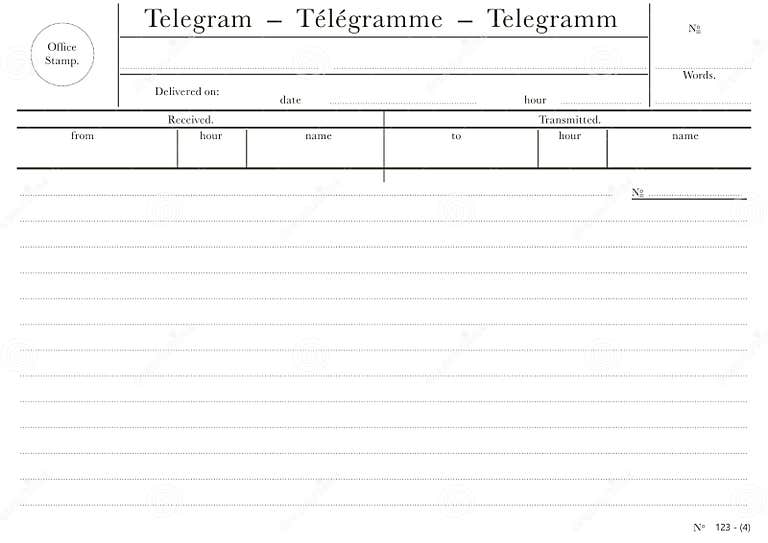 Blank telegram form. stock vector. Illustration of copyspace - 220480860