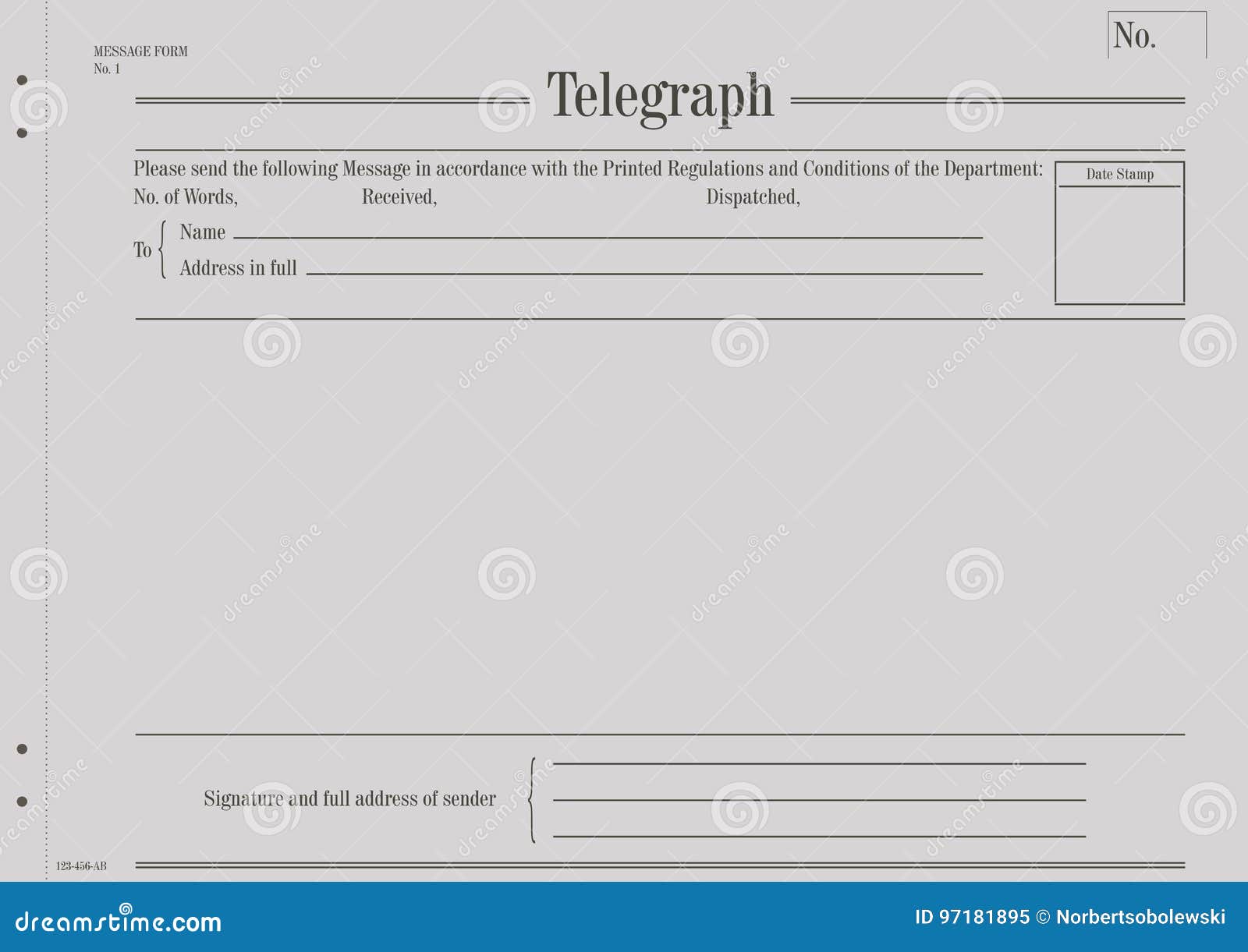 Vintage Telegraph Form. Vector Illustration | CartoonDealer.com #97182120