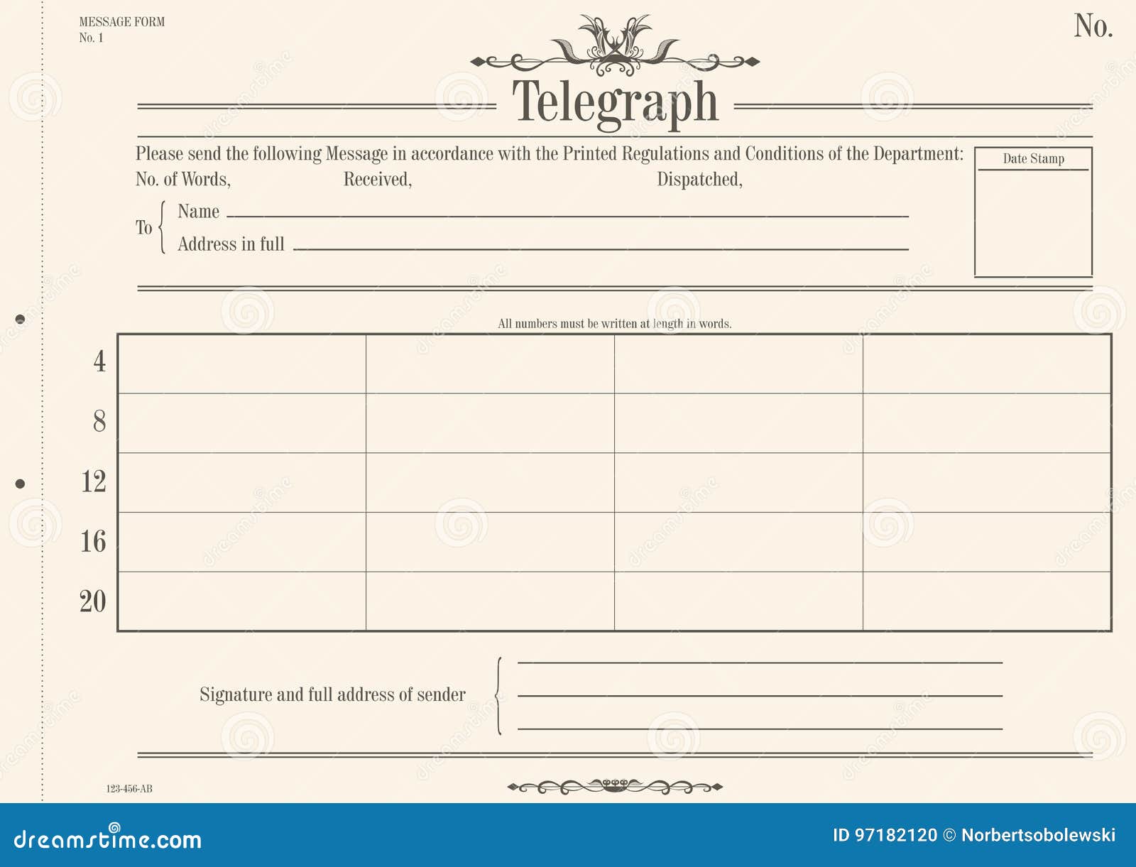 Vintage Telegraph Form. Vector Illustration | CartoonDealer.com #97182120