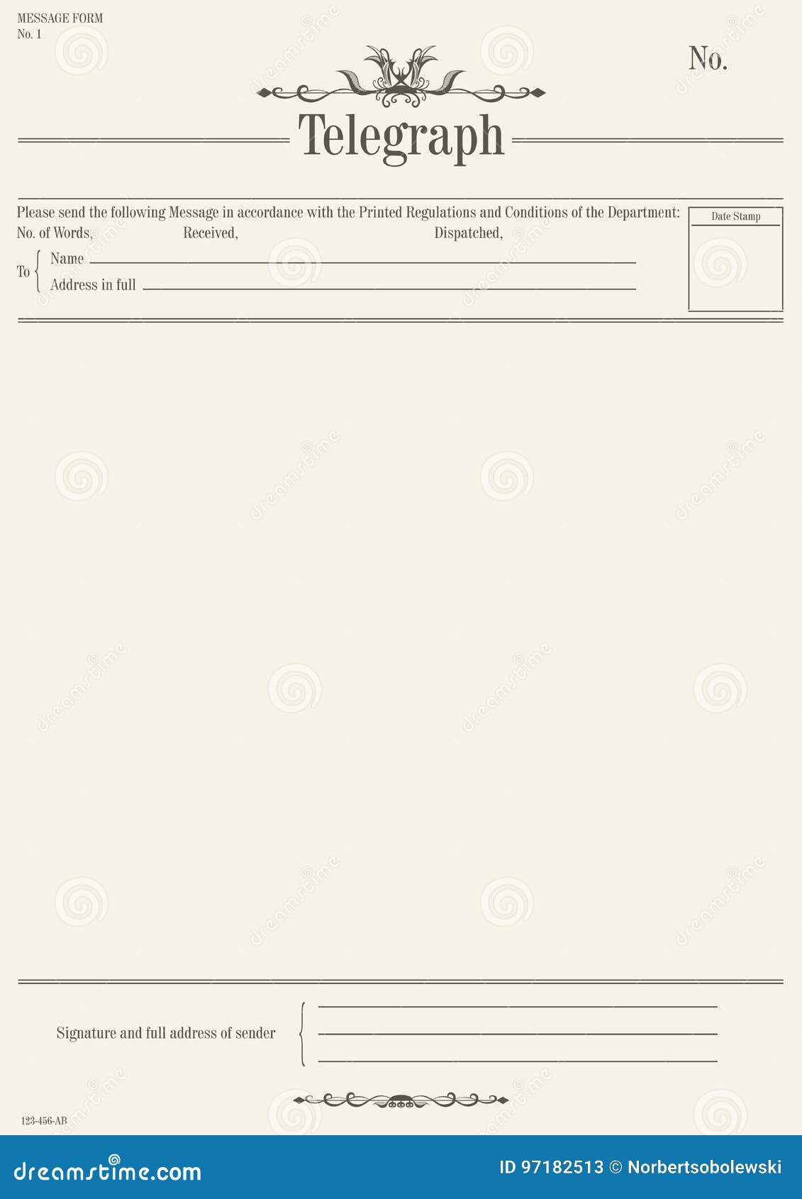 Vintage telegraph form. stock vector. Illustration of element - 97182513