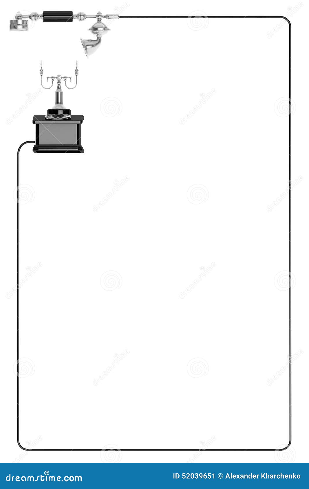 Vintage Telephone As Frame on a White Background with Space for Stock ...