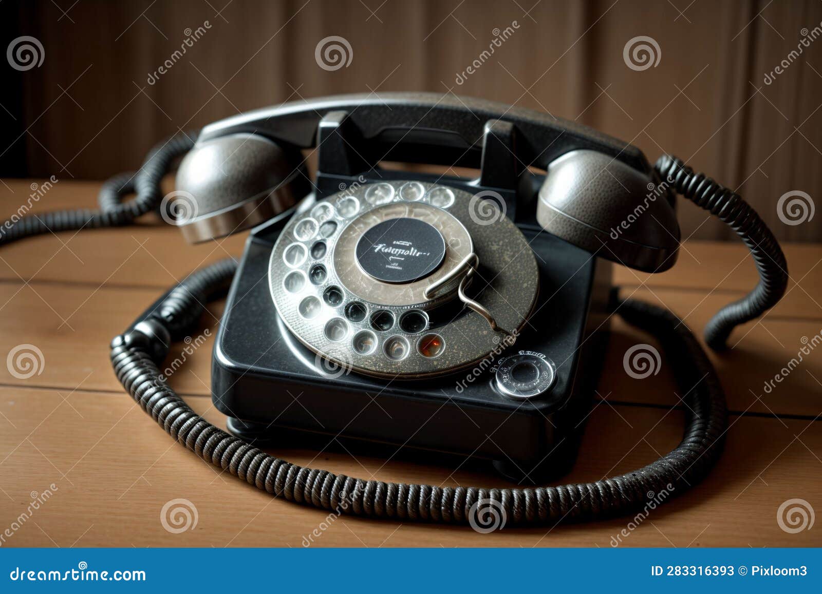 A Vintage Telephone Cord Coiled Like a Sleeping Snake Stock ...