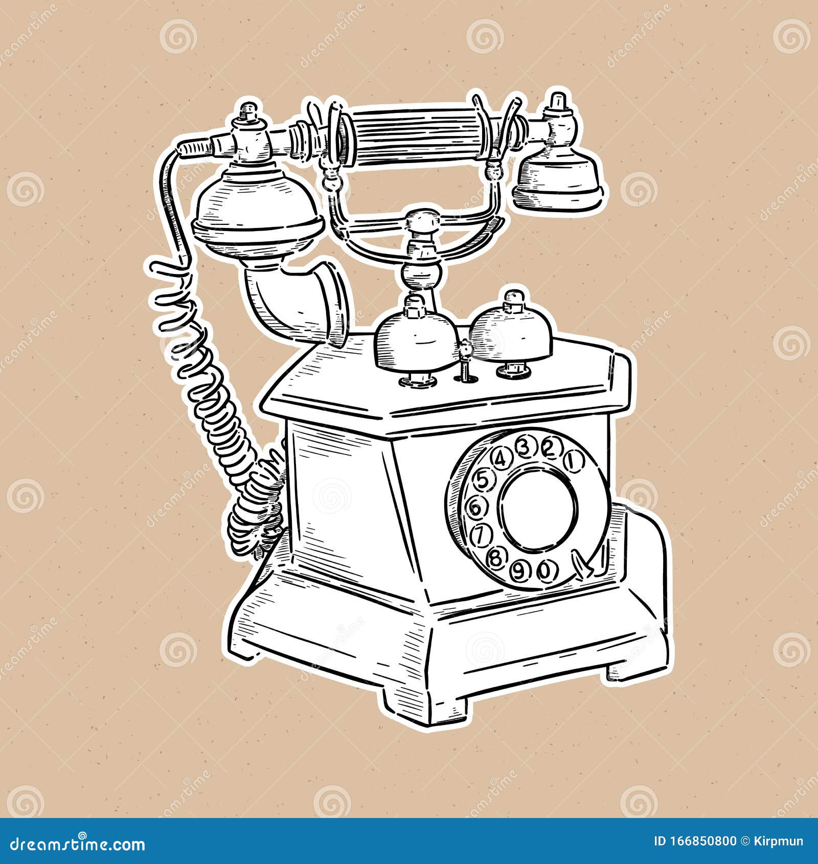 Vintage Telephone, Hand Draw Sketch Vector Stock Vector - Illustration ...