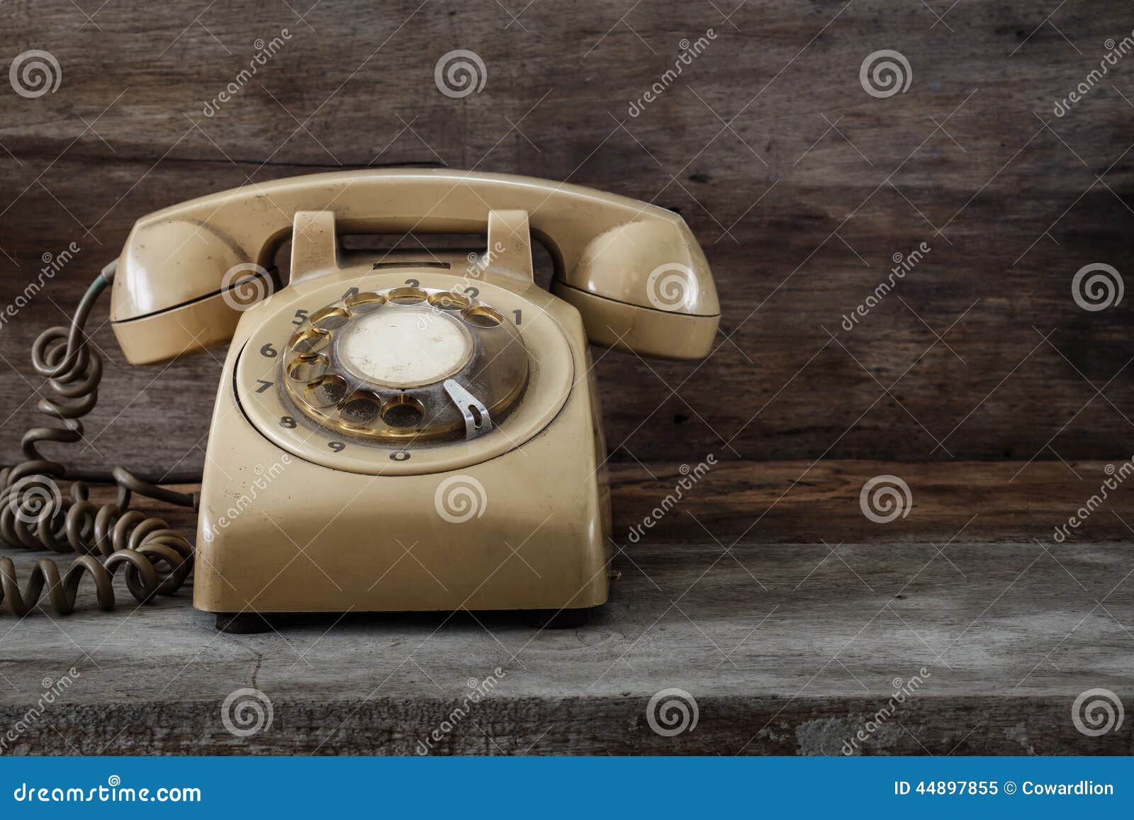 Vintage Telephone on an Old Table Stock Image - Image of cable ...