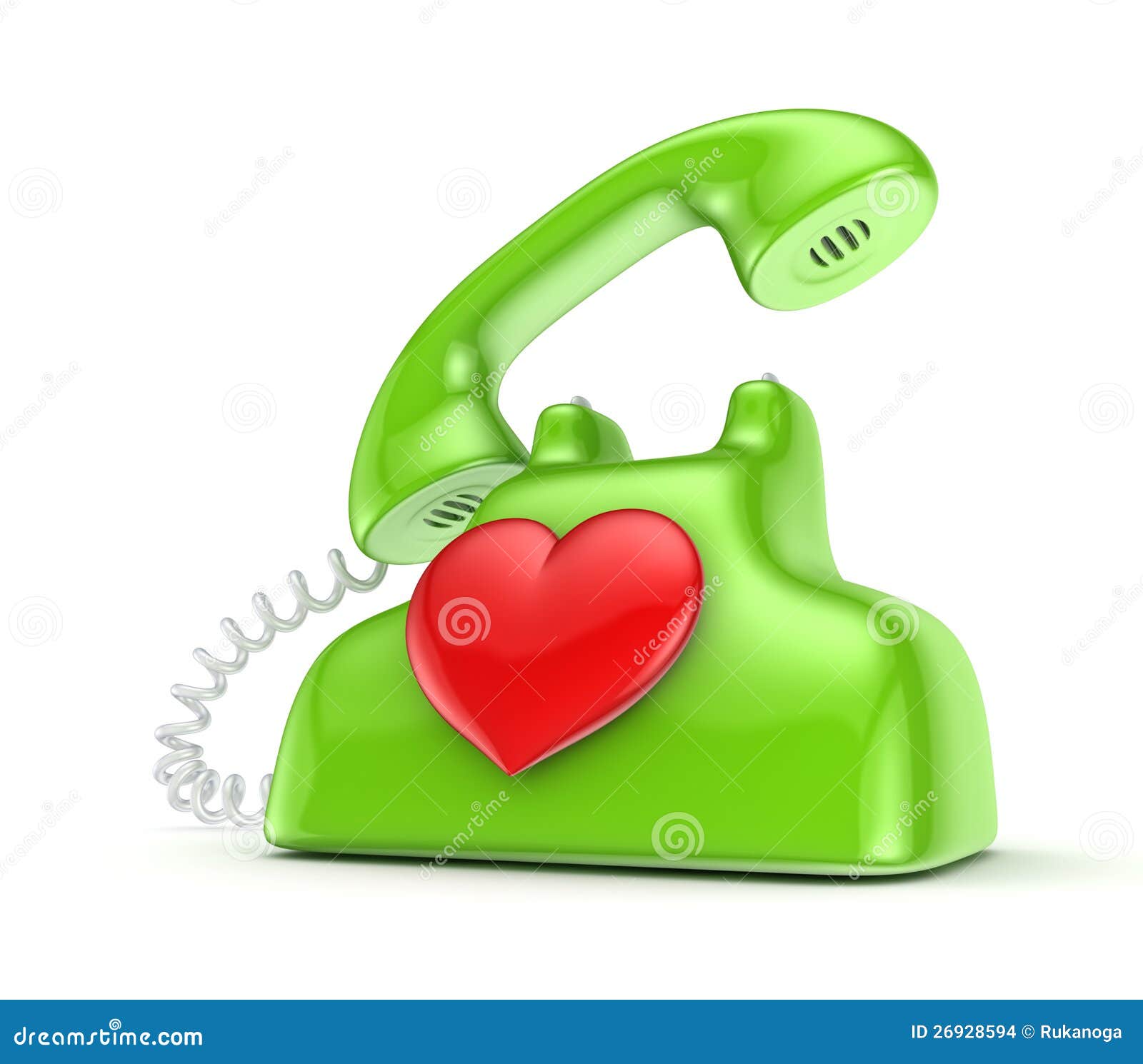 Vintage Telephone with a Red Heart. Stock Illustration - Illustration ...