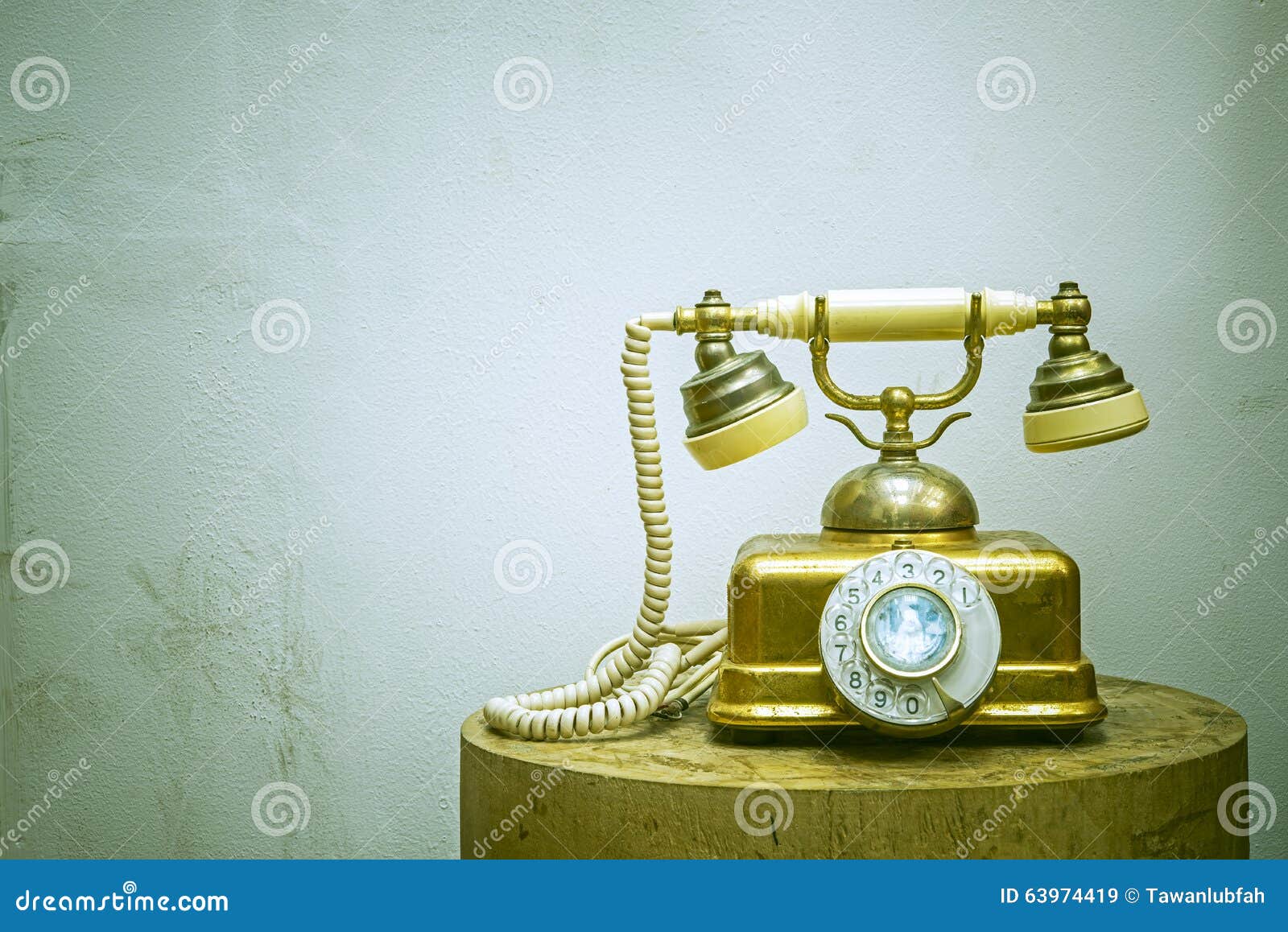Vintage Telephone on Retro Background Stock Image - Image of cord ...