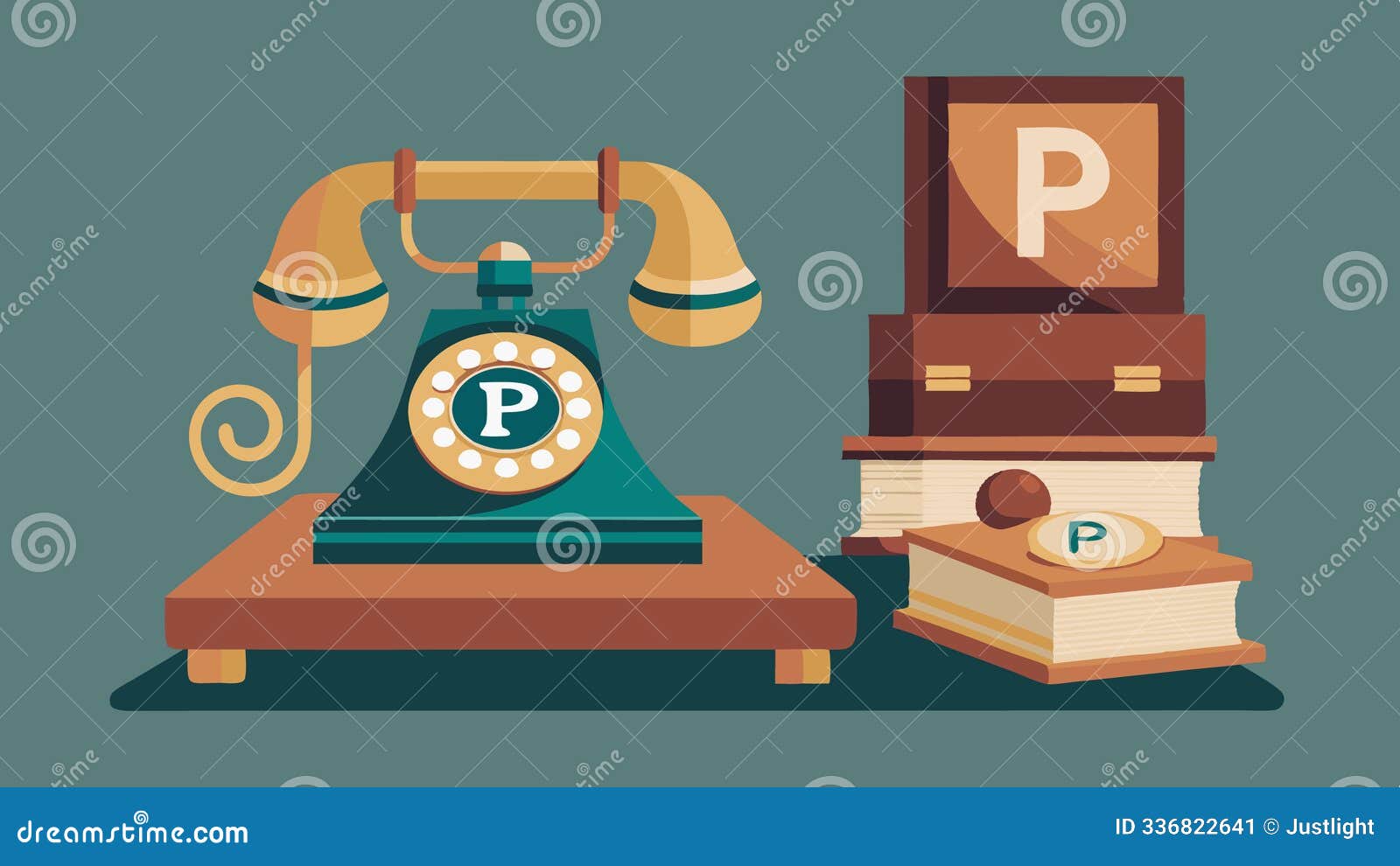A Vintage Telephone with a Rotary Dial P on a Side Table Next To a ...