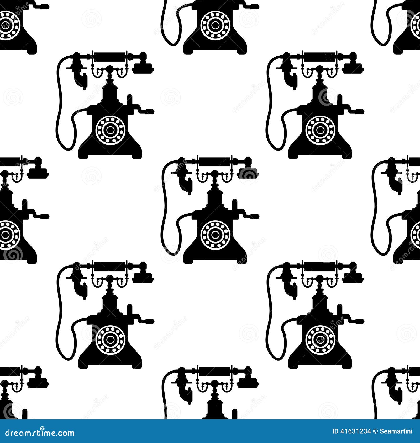 Vintage Telephone Seamless Pattern Stock Vector - Illustration of ...