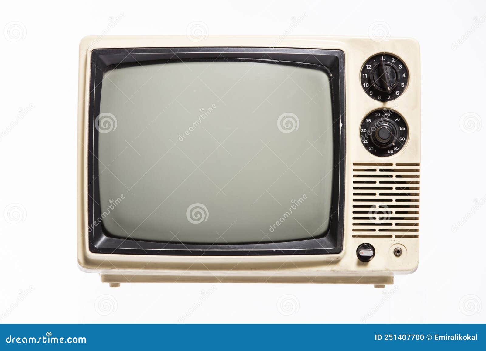 Vintage Television with Cut Out Screen on Isolated Background. Stock ...