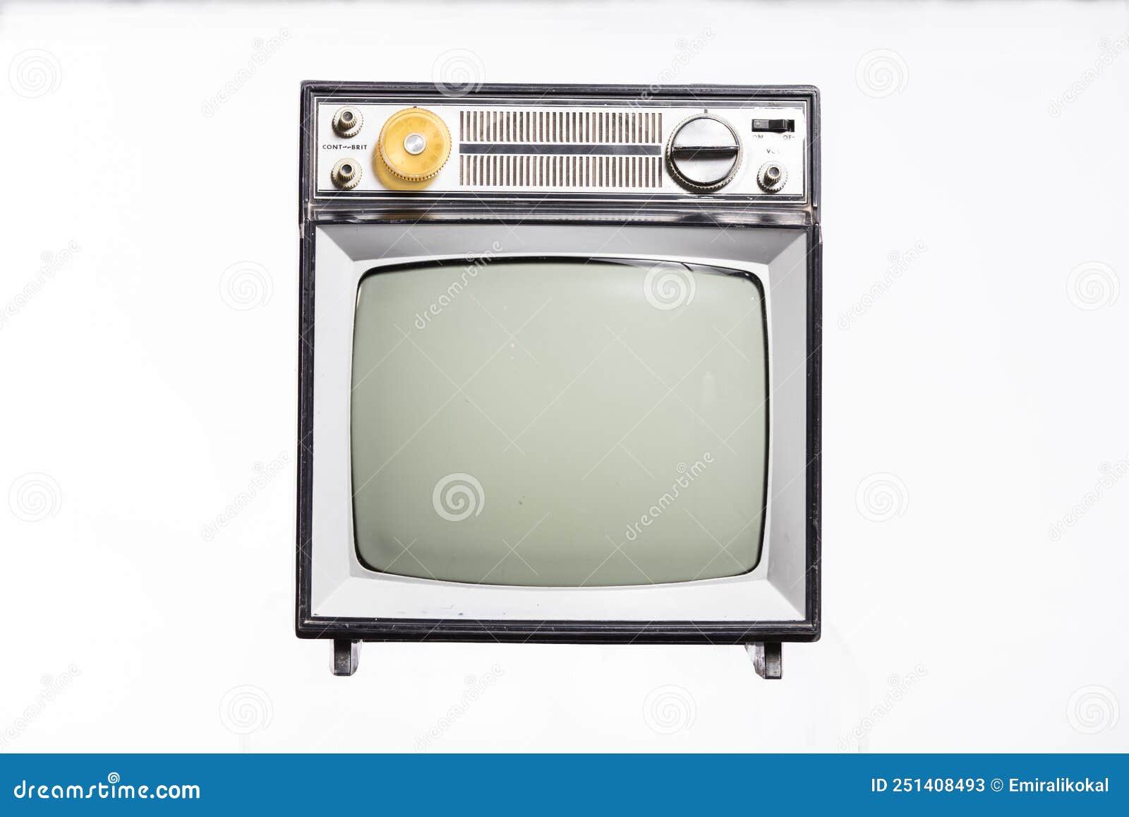 Vintage Television with Cut Out Screen on Isolated Background. Stock ...