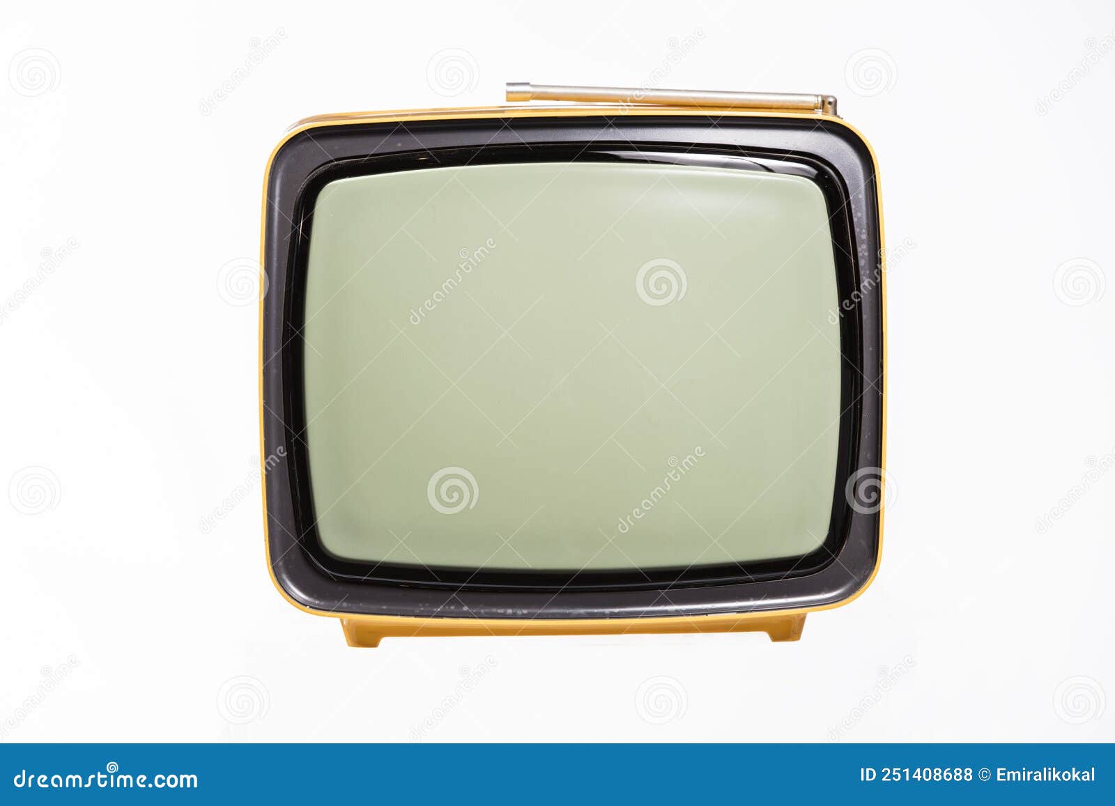 Vintage Television with Cut Out Screen on Isolated Background. Stock ...