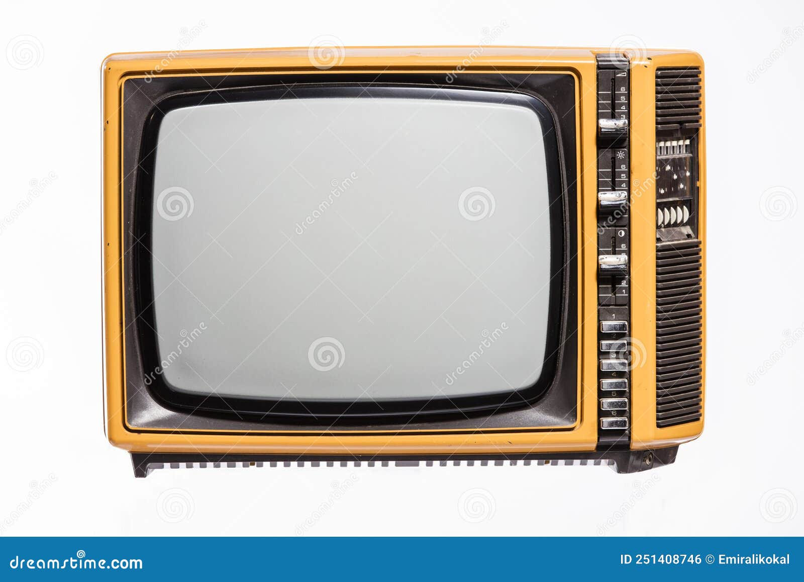Vintage Television with Cut Out Screen on Isolated Background. Stock ...