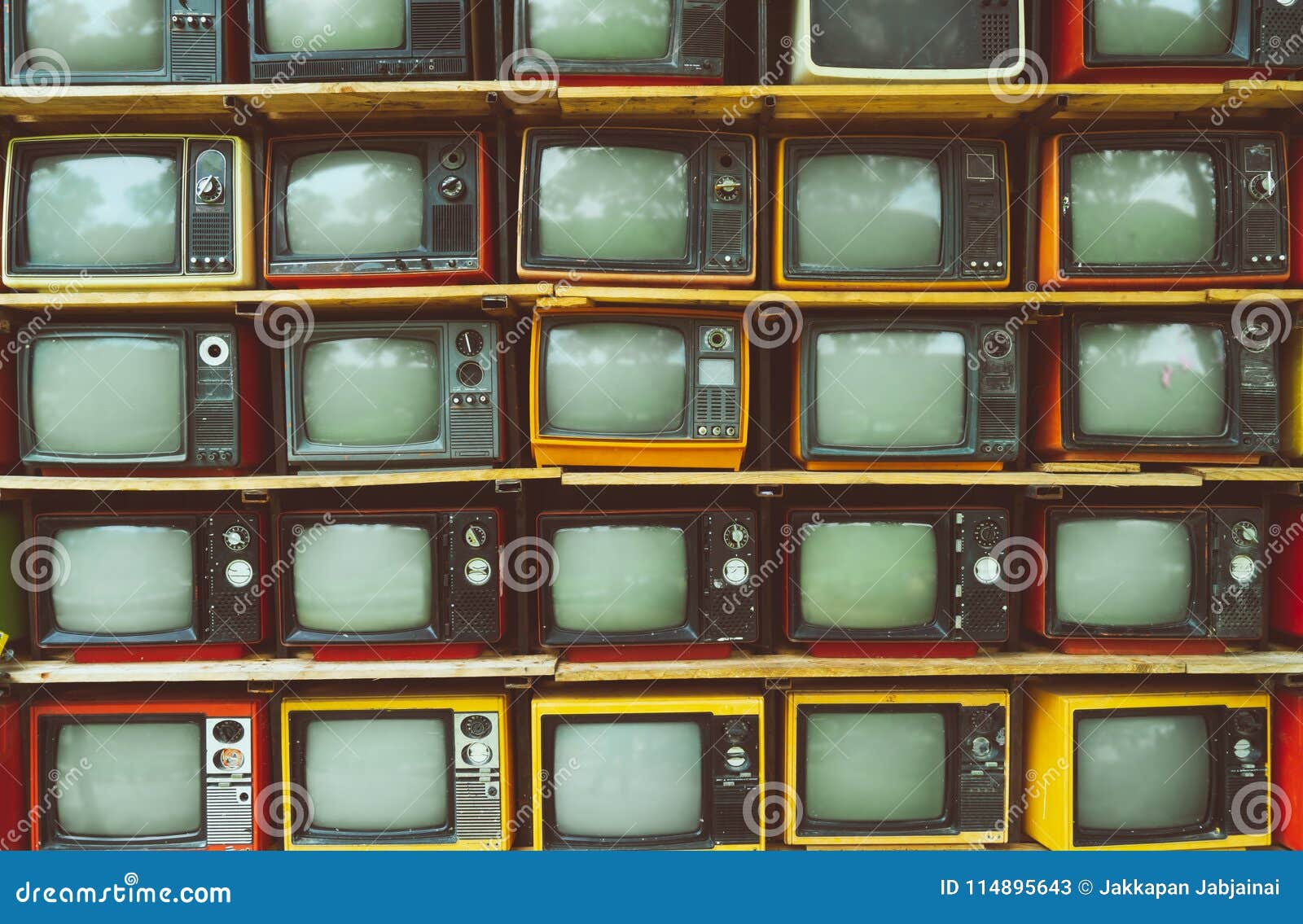 Vintage Television, Retro Technology. Stock Image - Image of blank ...
